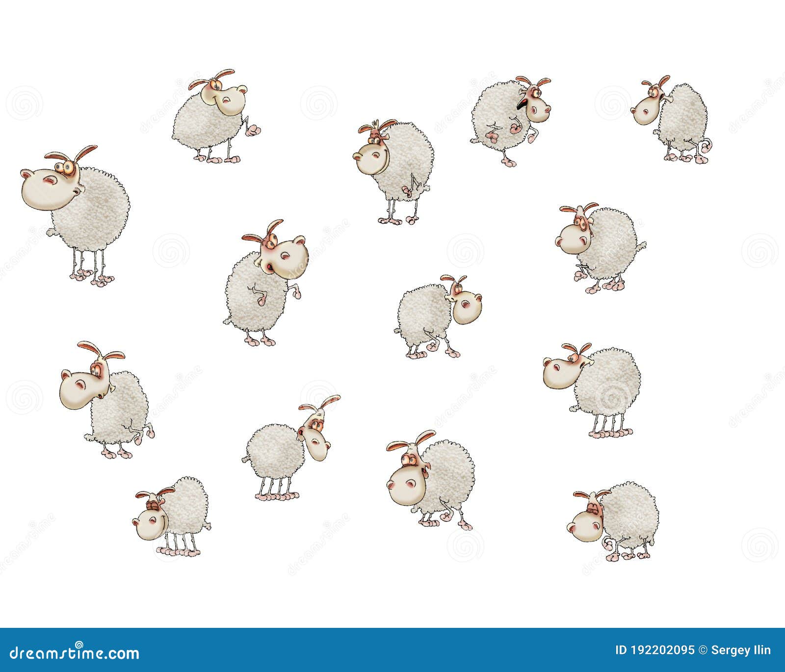 Sheep In Different Poses Isolated Onsimple Background Stock ...