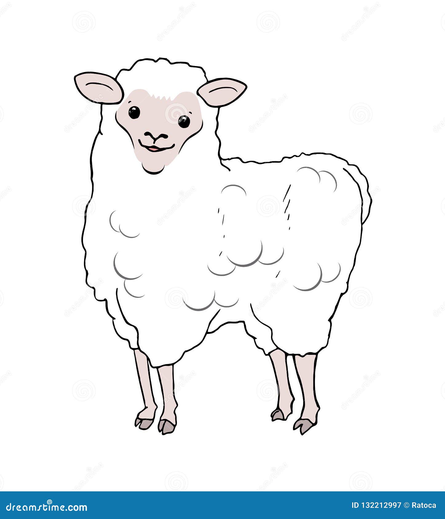 Funny sheep draw stock vector. Illustration of vector - 132212997