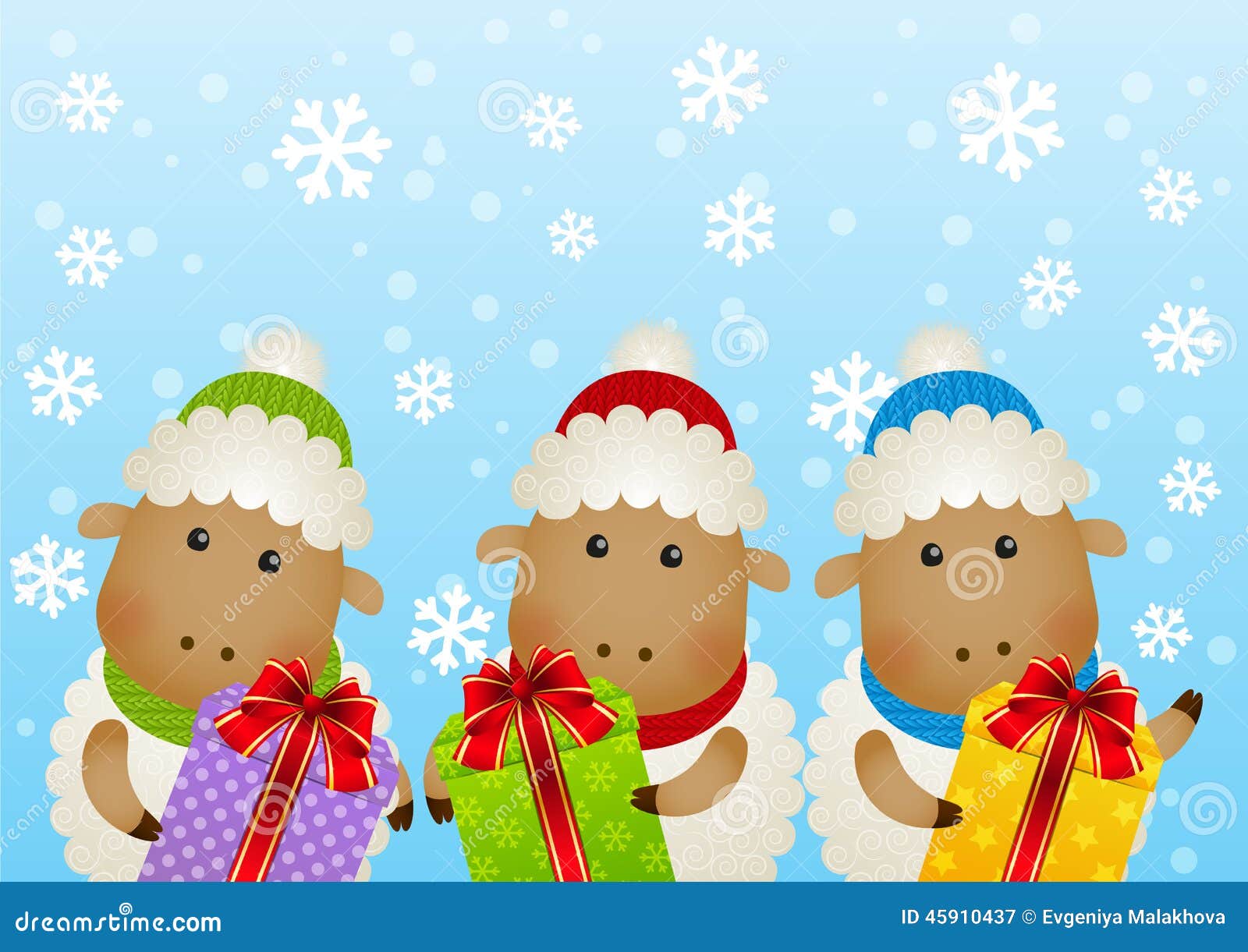 Funny Sheep with Gift Boxes Stock Vector - Illustration of happy ...