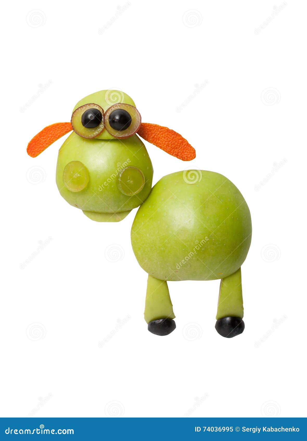 Funny sheep made of apple stock image. Image of isolated - 74036995