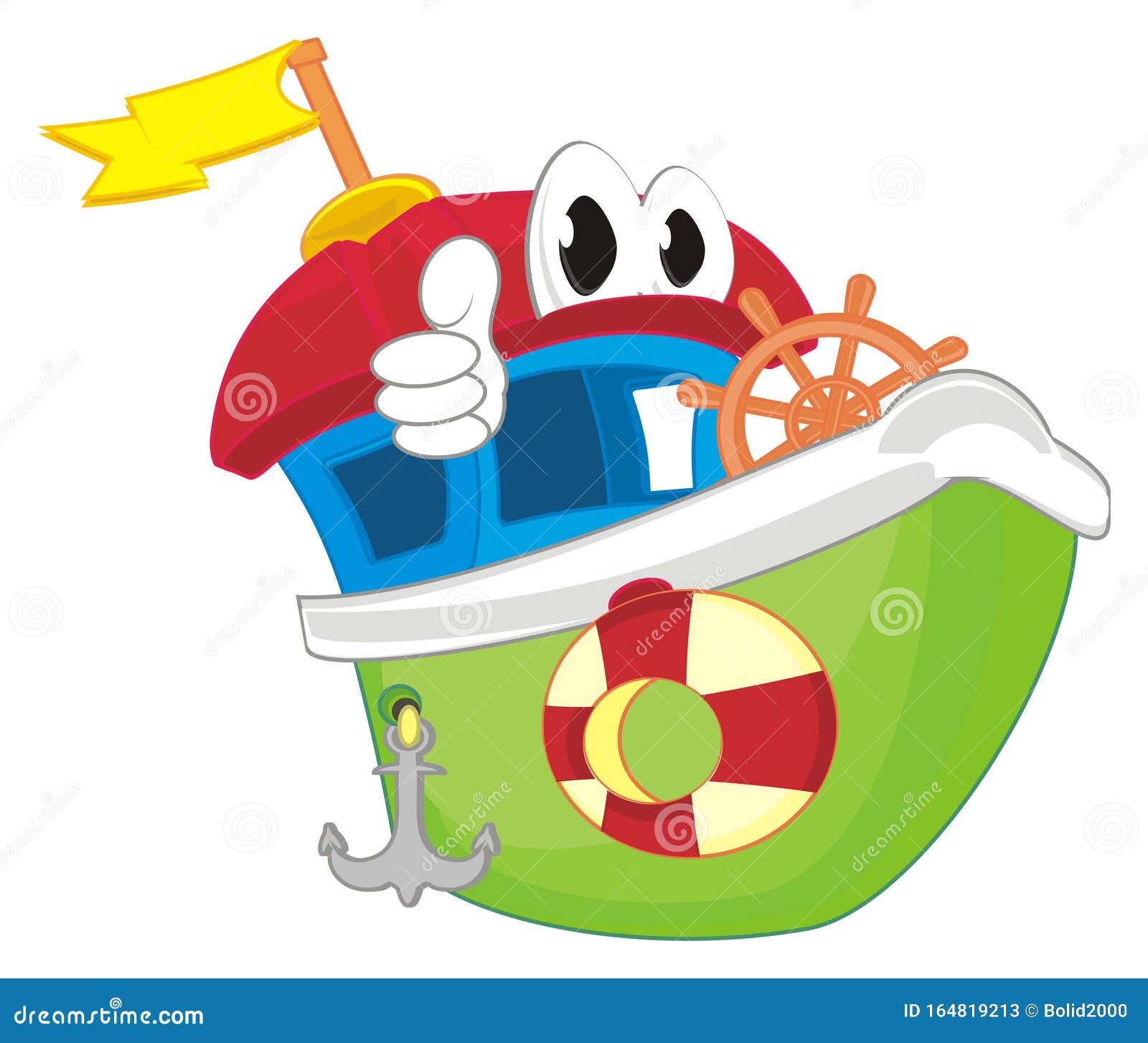 Funny boat with gesture stock illustration. Illustration of deck ...
