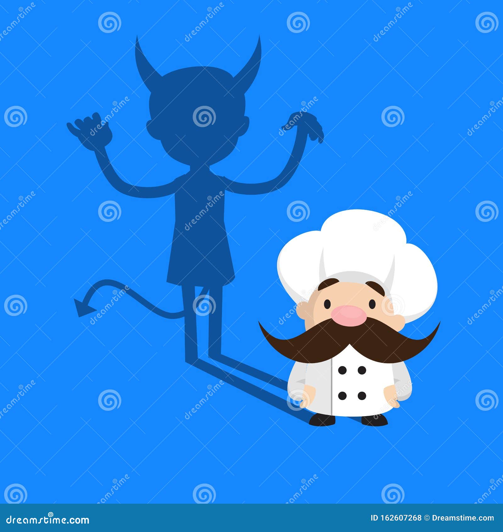 Funny Short Chef - Devil Person Steht Mit Fake Smile Vektor Abbildung ...