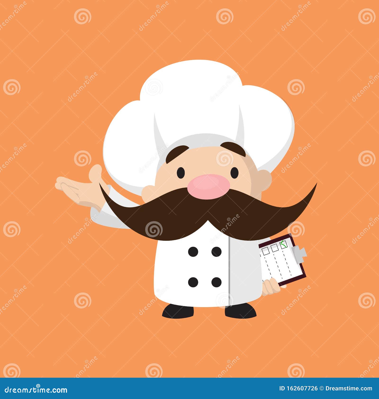 Funny Short Chef - Holding a Checklist and Showing with Hand Gesture ...