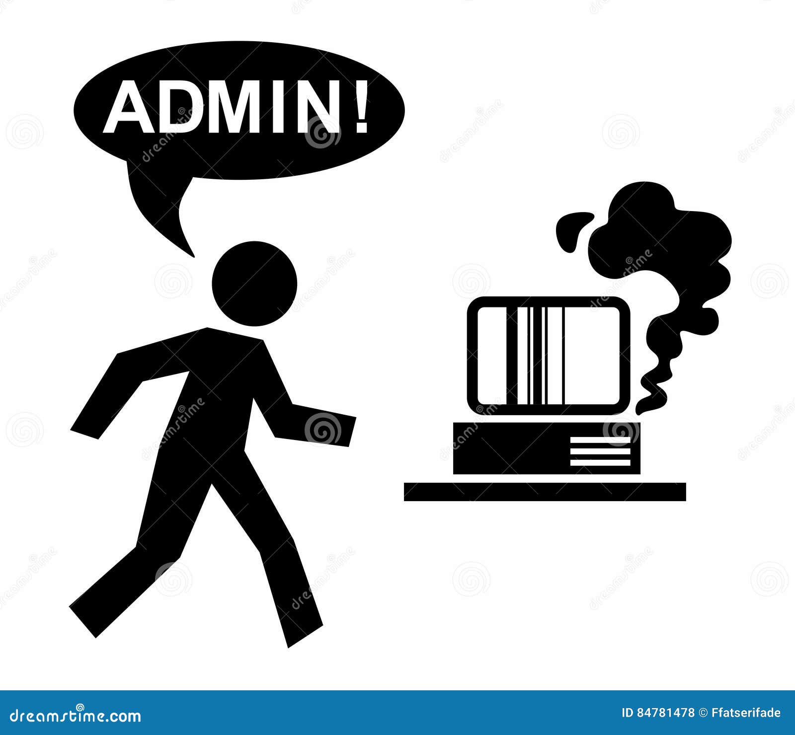 Funny Sign, Computer Problems Stock Illustration - Illustration of ...