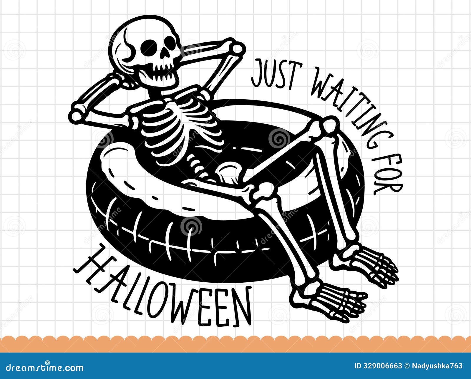 Funny Silhouette of Skeleton Waiting for Halloween. Vector. Stock ...