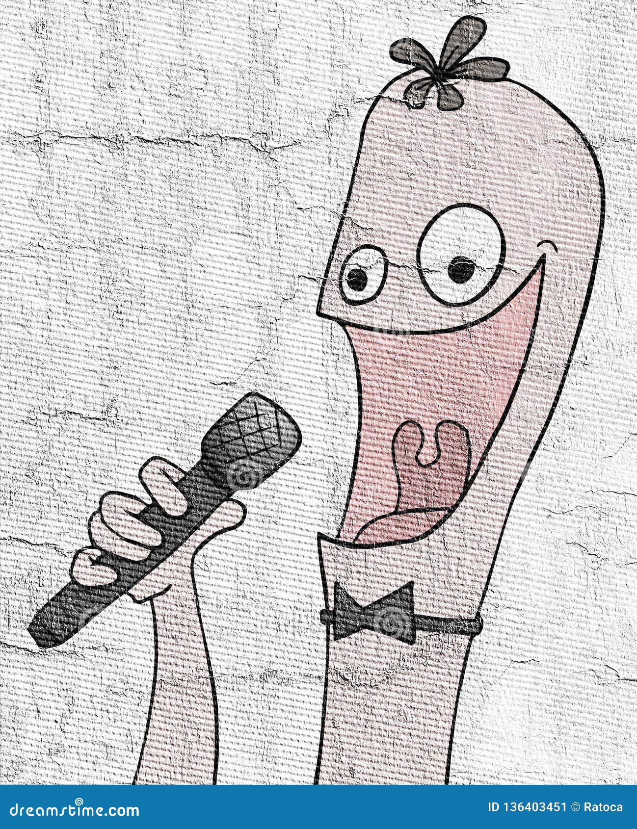 Funny Singer With A Microphone, Made In Doodle Style. Single Man ...