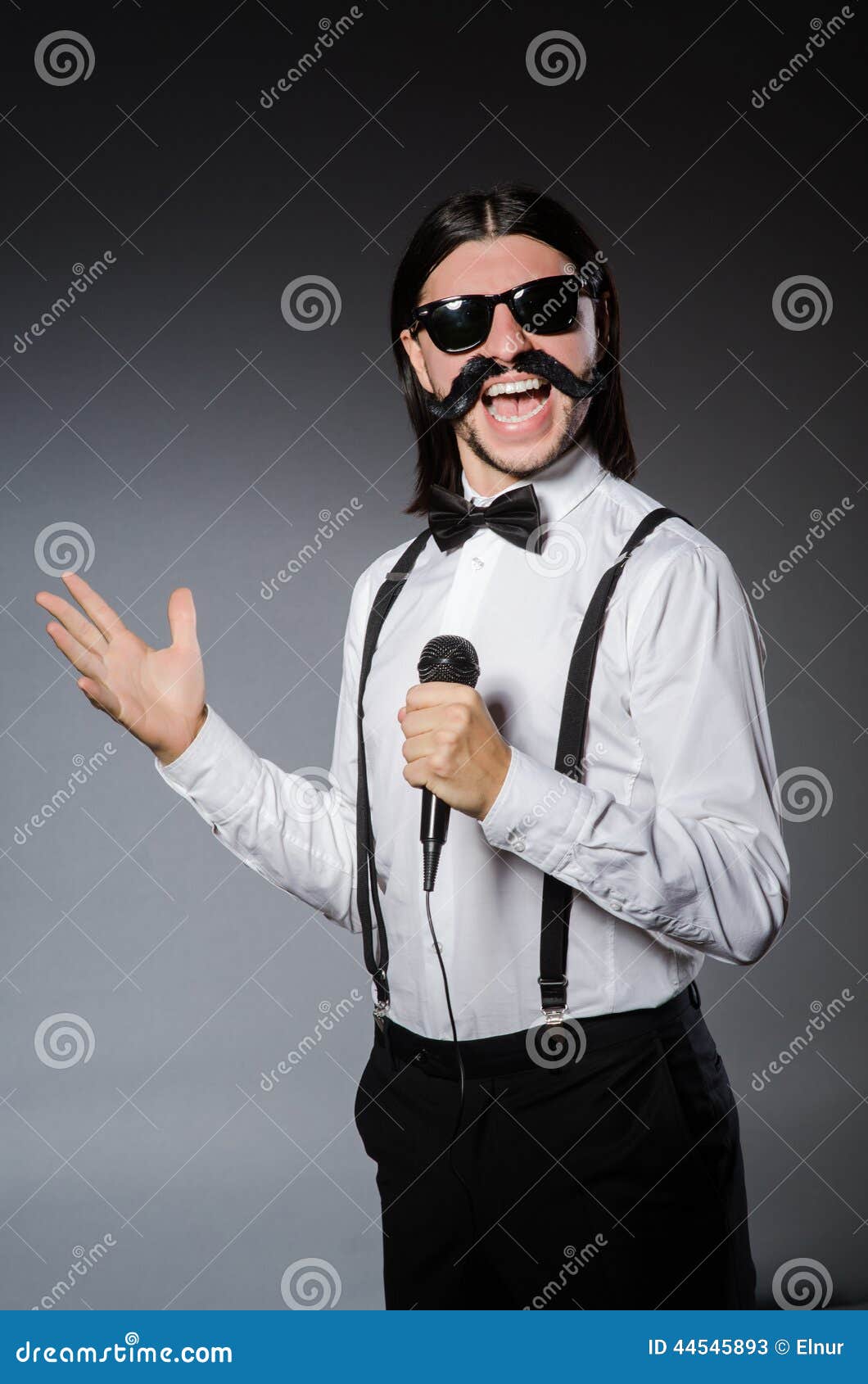 Funny Singer with Microphone Stock Image - Image of concert, performing ...