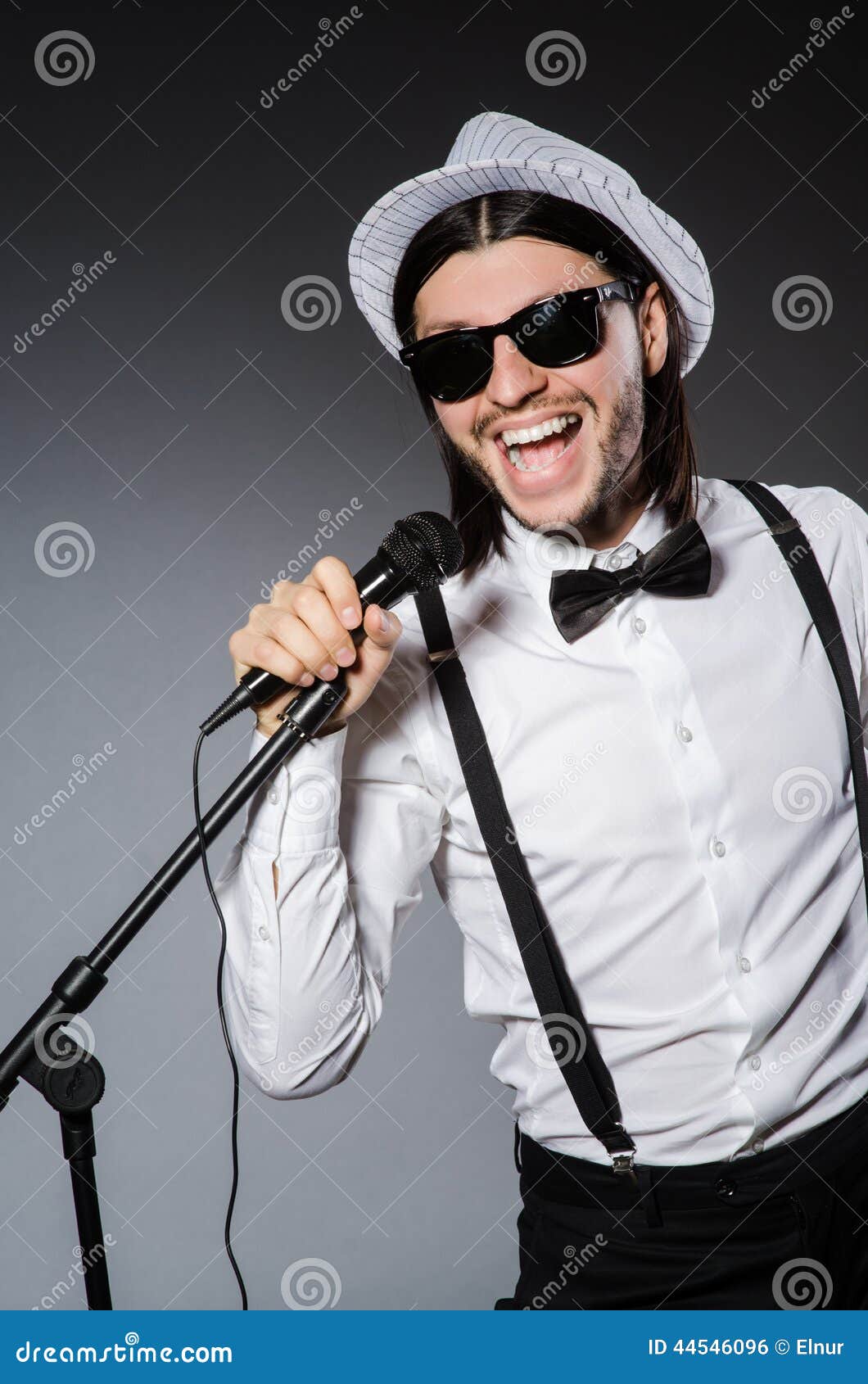 Funny Singer With Microphone Royalty-Free Stock Image | CartoonDealer ...