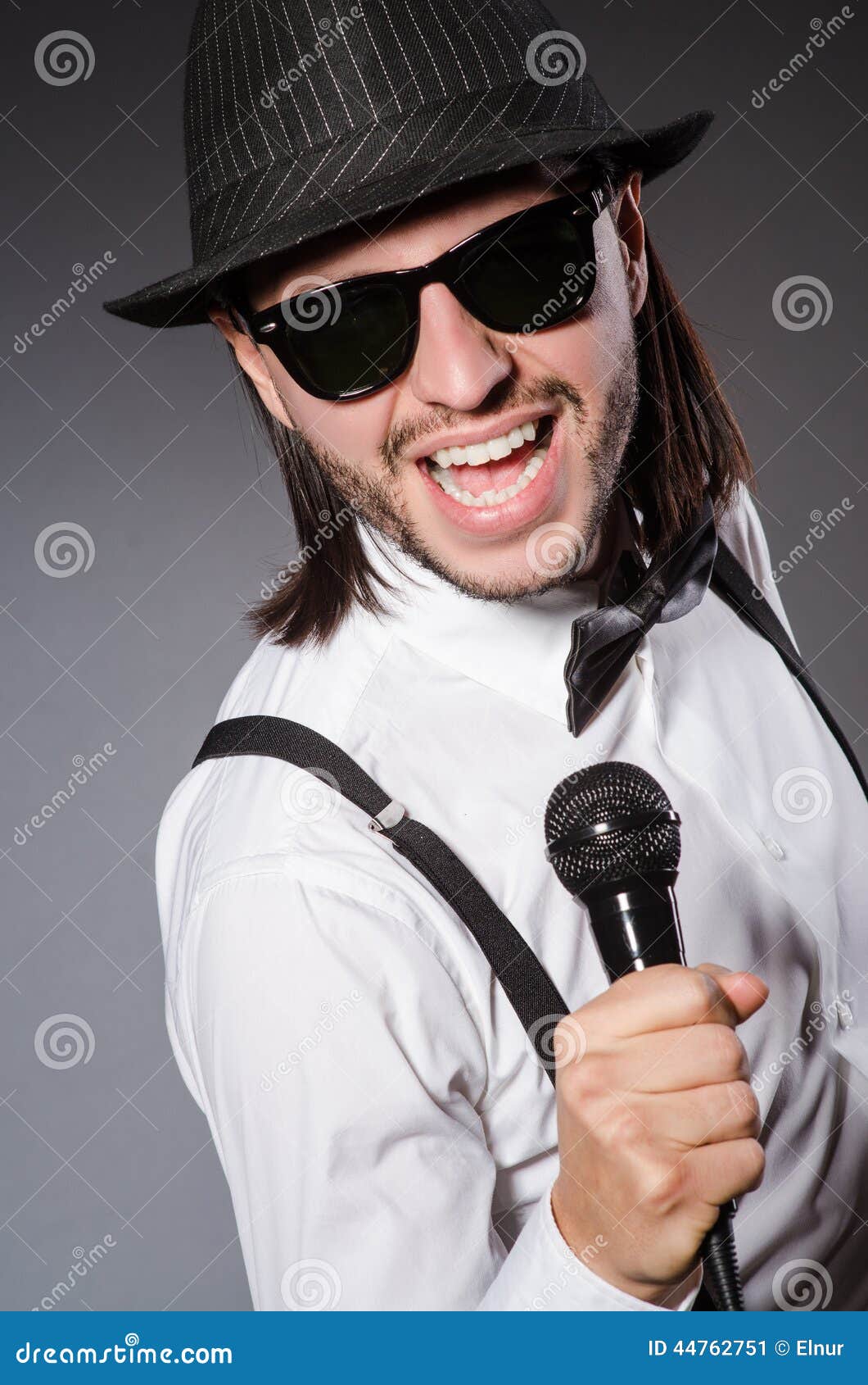 Funny Singer with Microphone Stock Image - Image of opera, performance ...