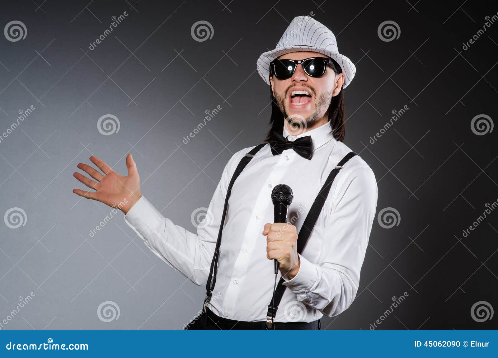 Funny Singer With Microphone Royalty-Free Stock Photography ...