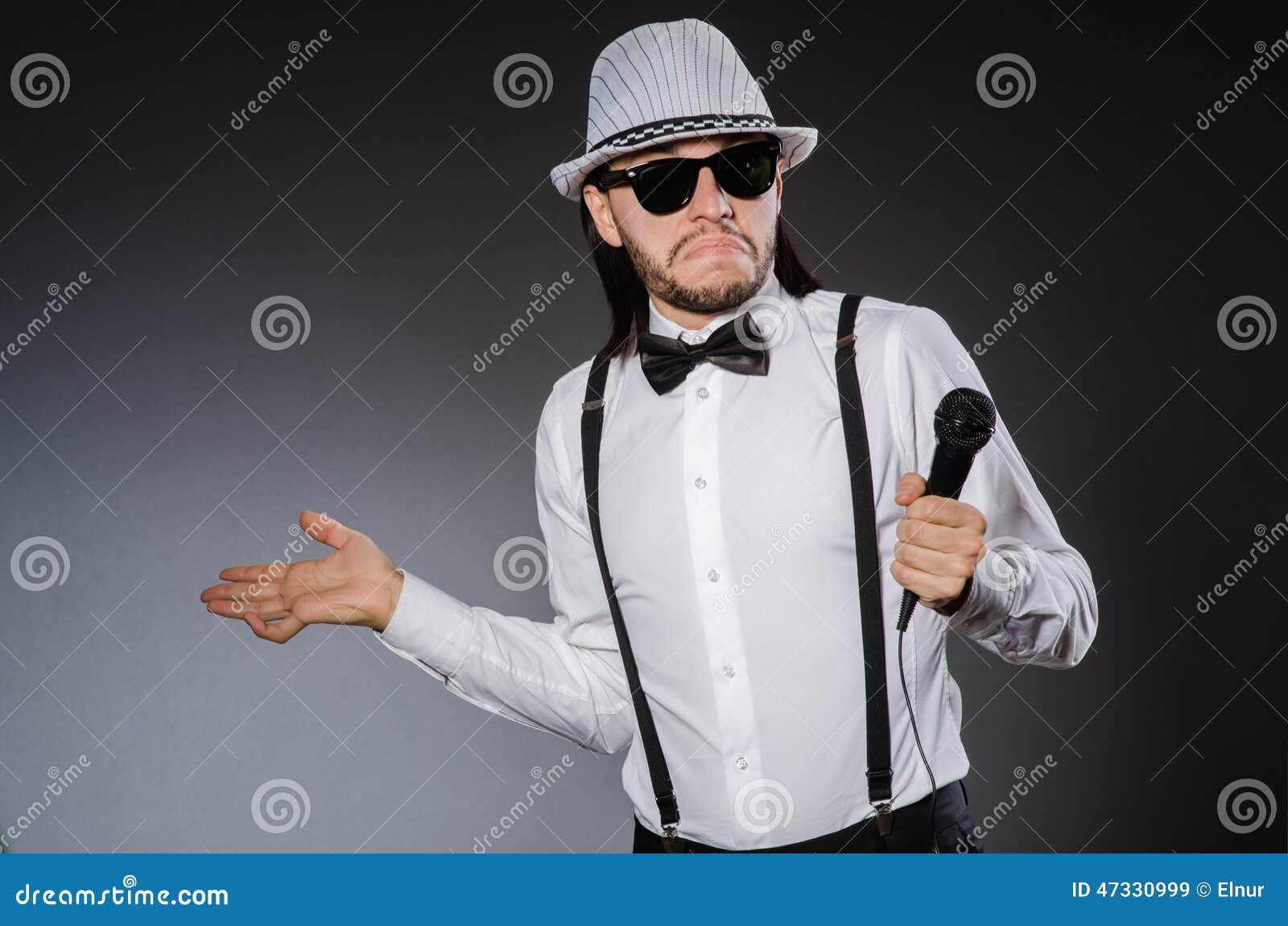 Funny Singer with Microphone Stock Image - Image of male, microphone ...