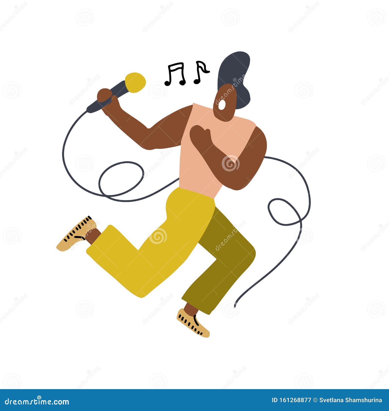 Funny Singer with a Microphone, Made in Doodle Style. Single Man ...