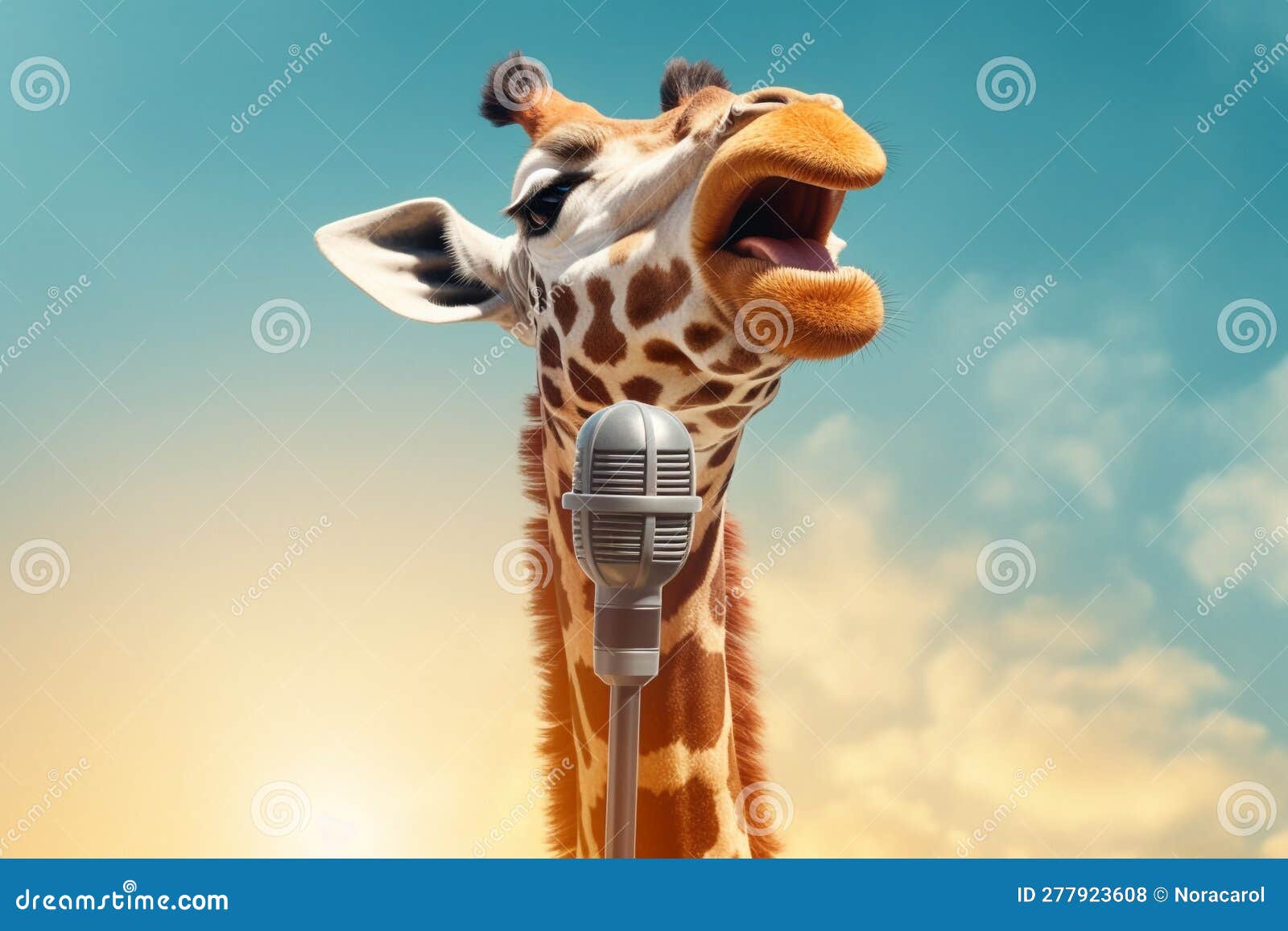 Funny Singing Giraffe with Microphone Generative AI Stock Illustration ...