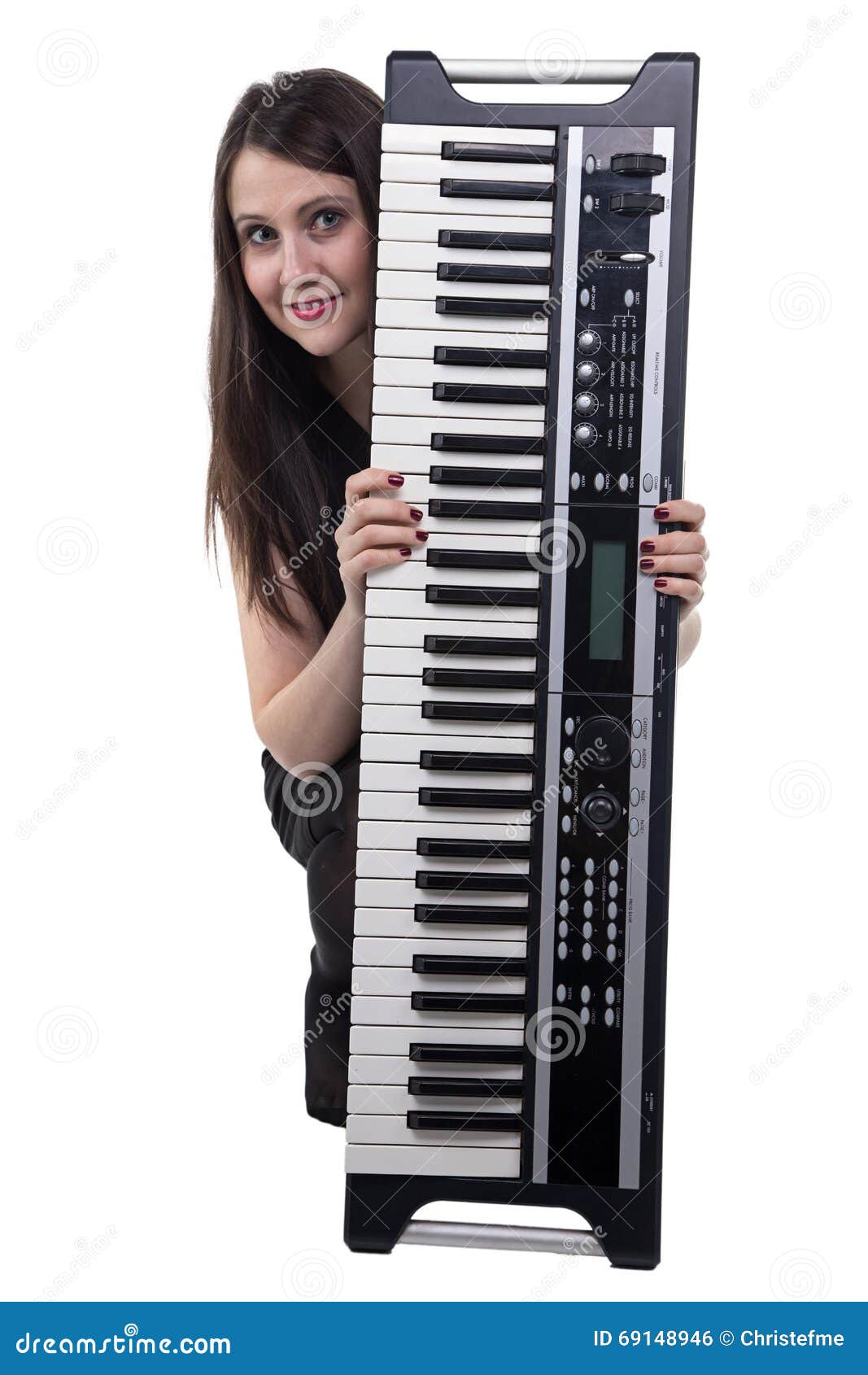 Funny Sitting Woman with Synthesizer Stock Photo - Image of inspiration ...