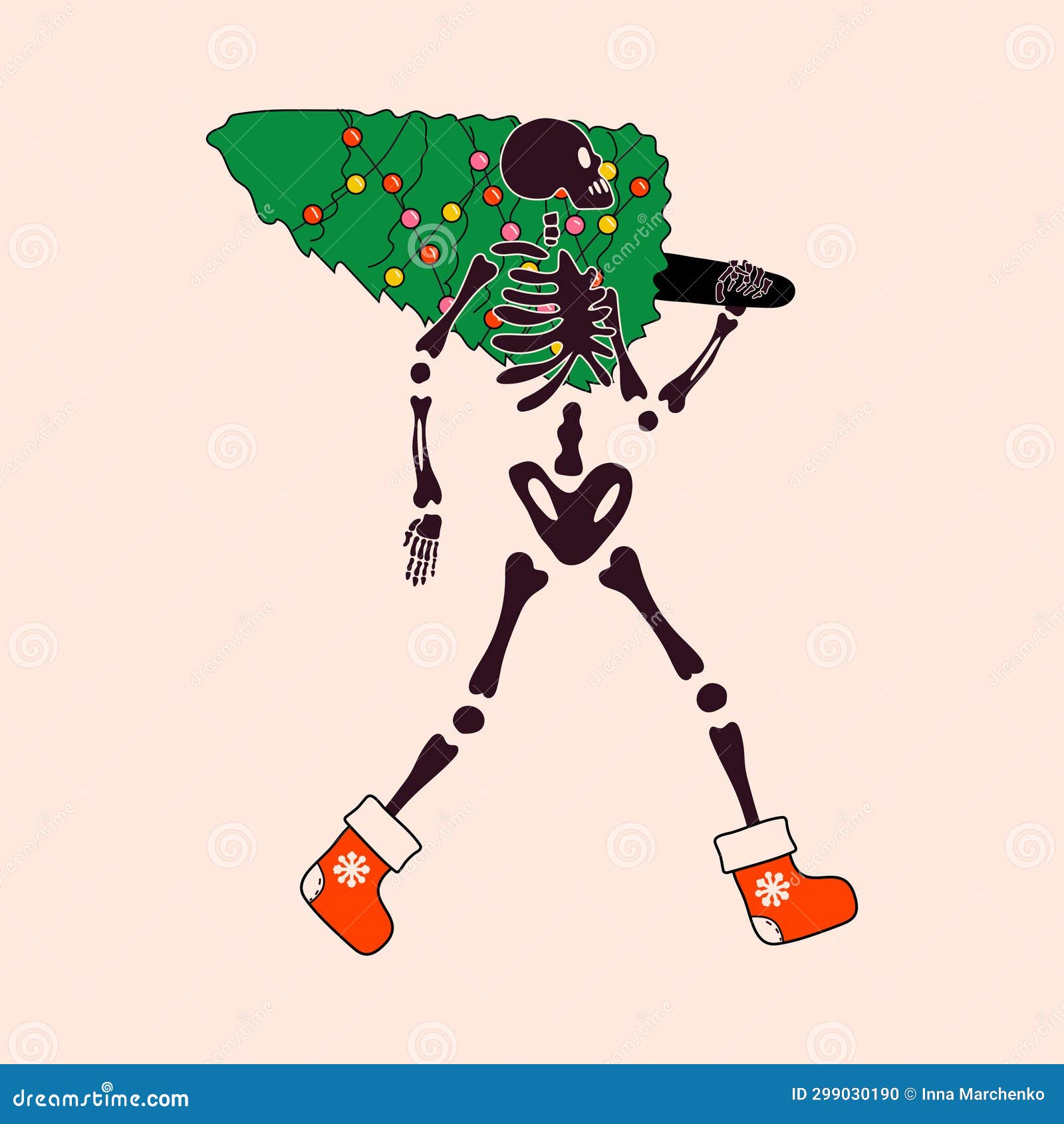 Funny Skeleton with with Decoration Christmas. Stock Vector ...