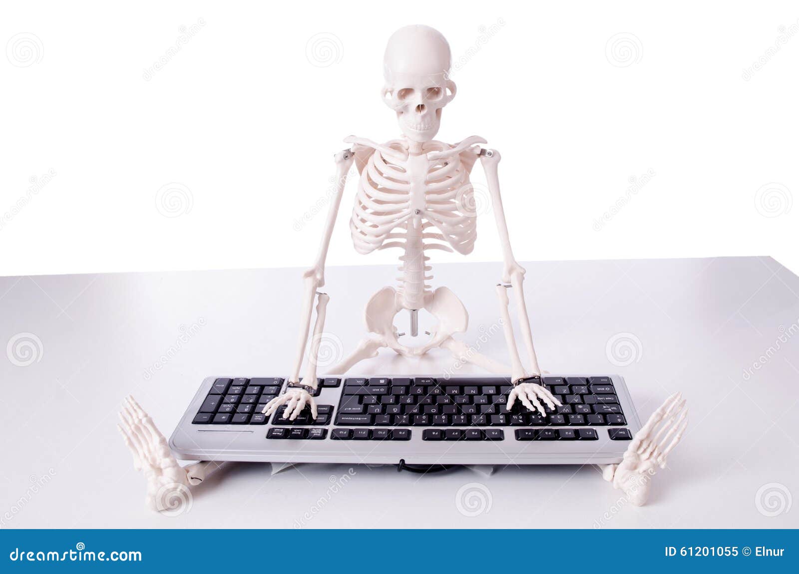 The Funny Skeleton Working on Computer Stock Image - Image of computer ...