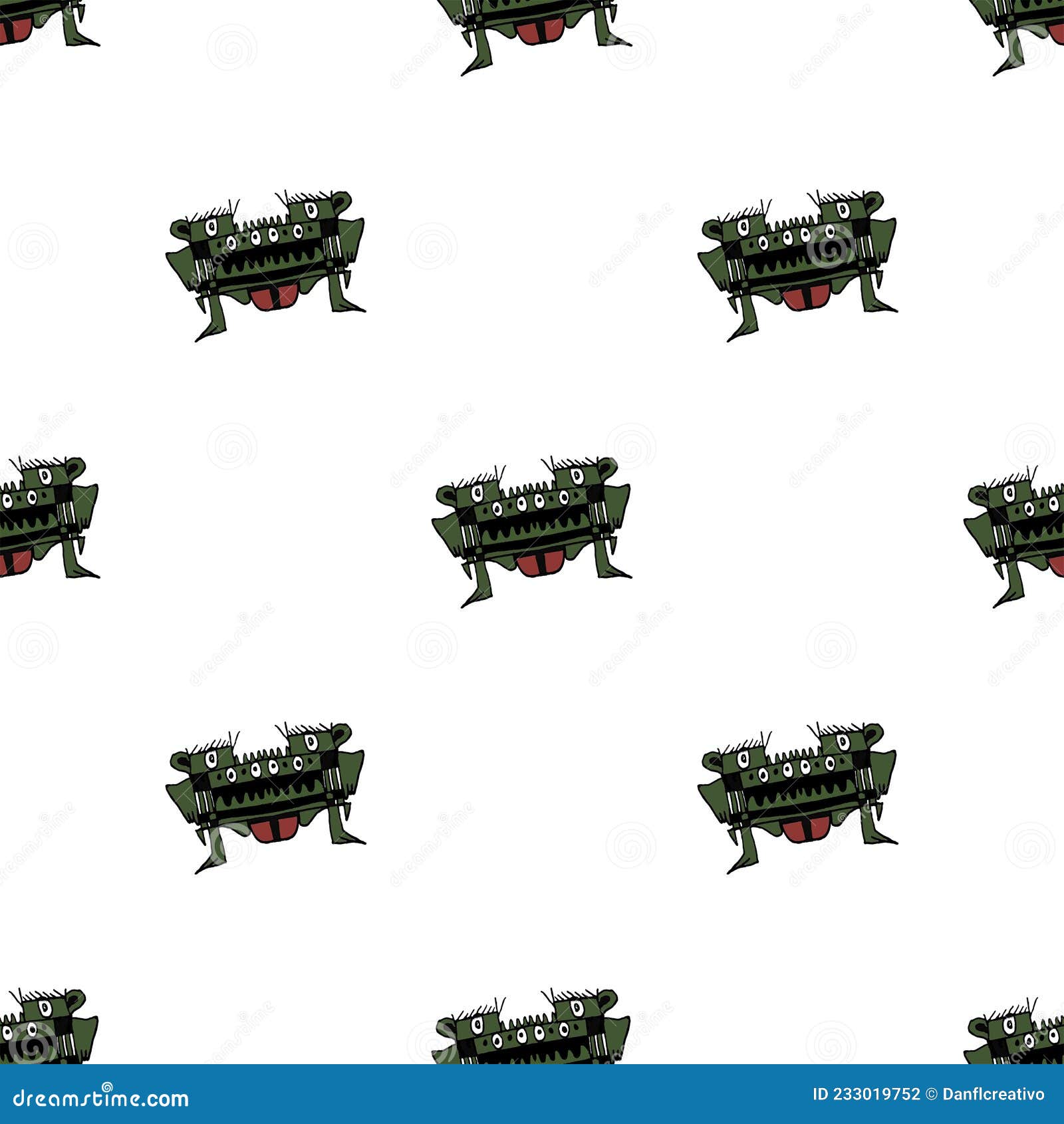 Funny Sketchy Alien Frog Drawing Pattern Stock Illustration ...
