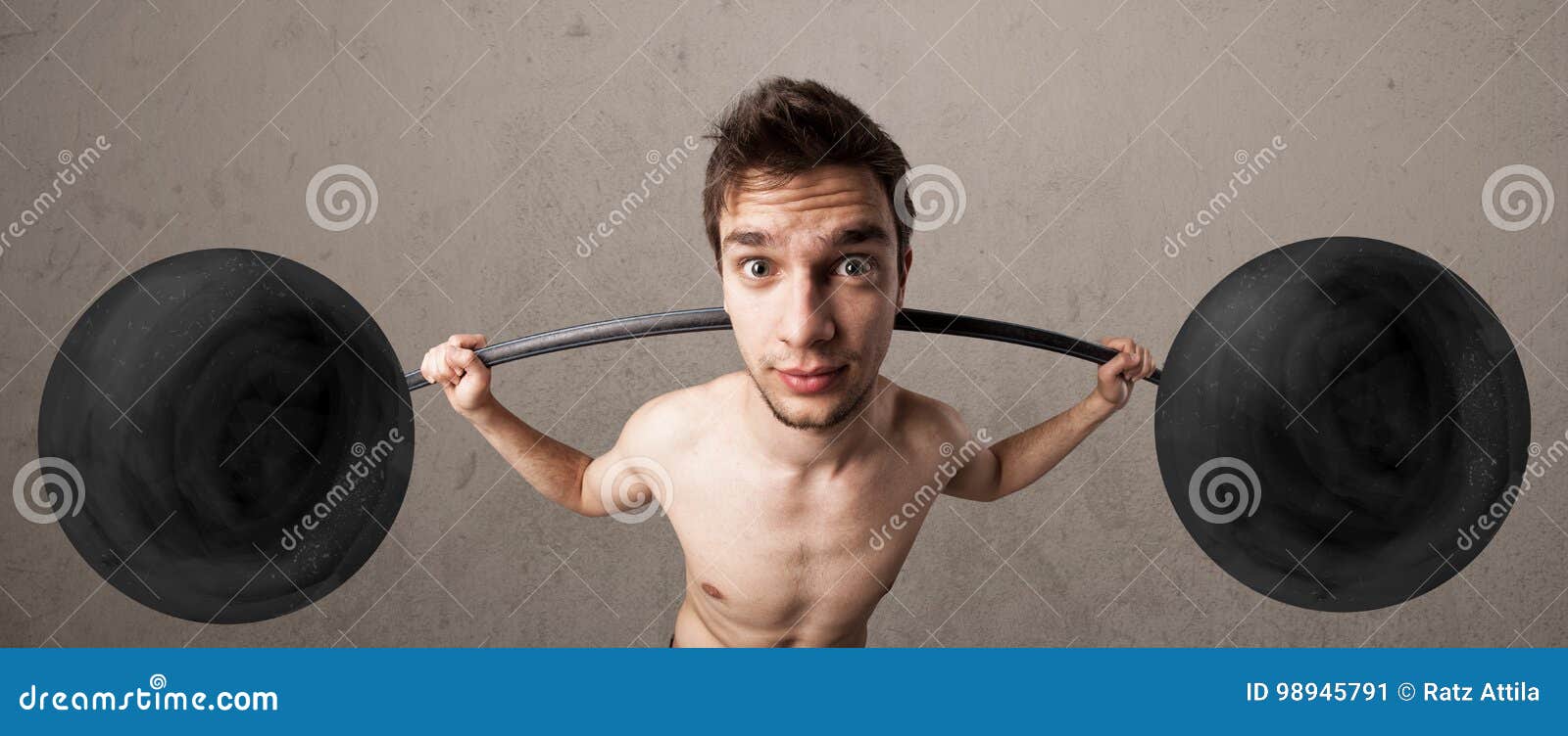 Funny Skinny Guy Lifting Weights Stock Image - Image of grunge, adult ...