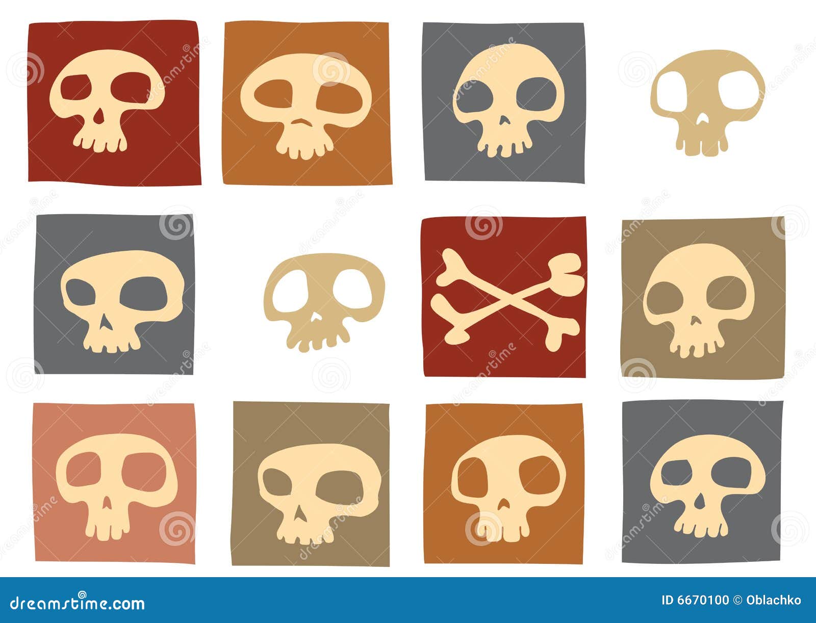 Funny skulls stock vector. Illustration of halloween, modern - 6670100
