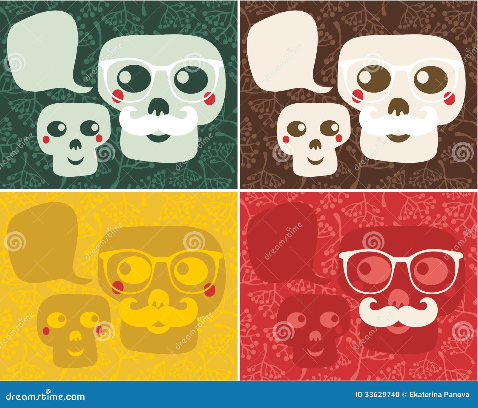 Funny skulls. stock vector. Illustration of horror, comic - 33629740