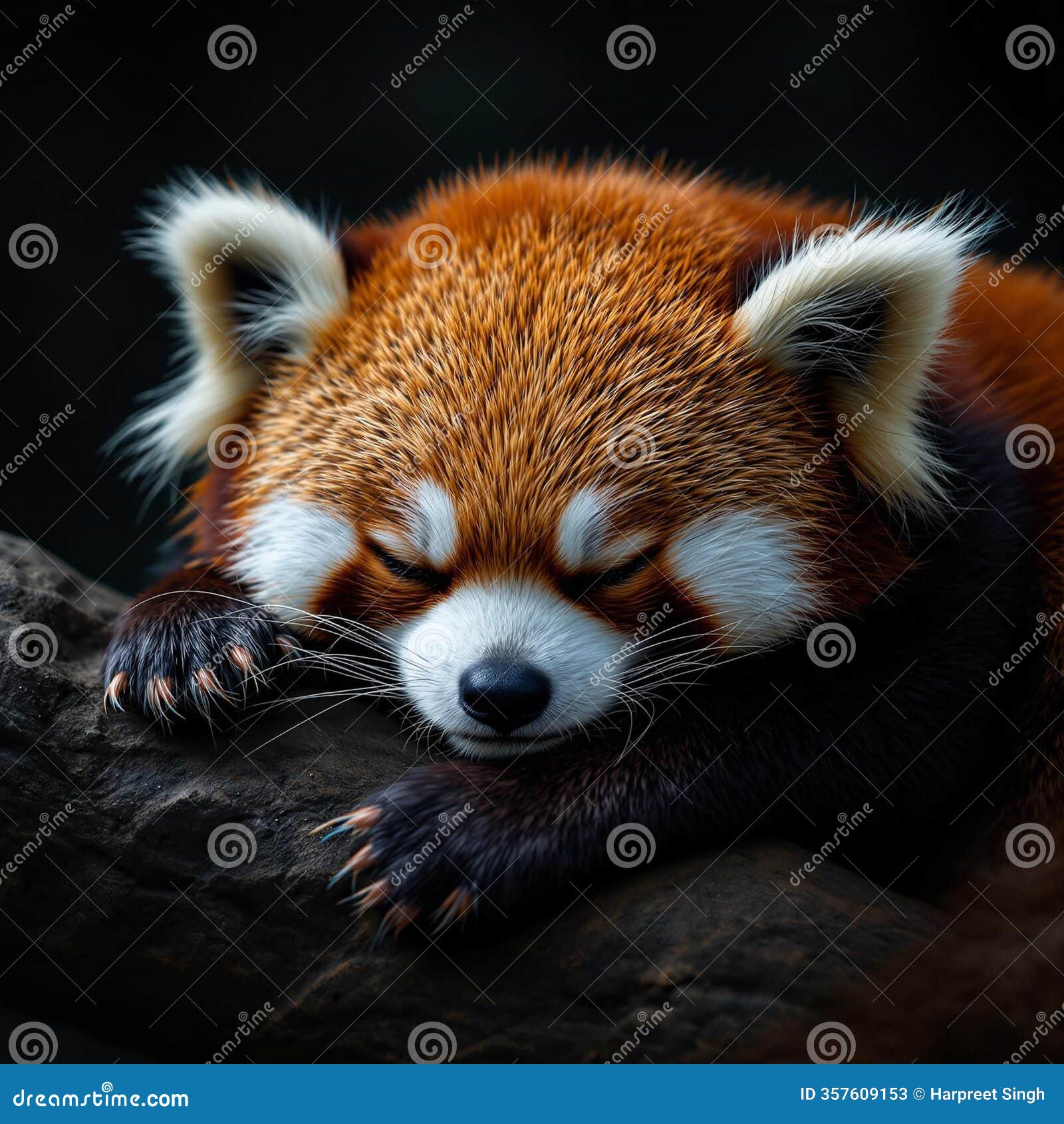 Funny Sleeping Red Panda stock illustration. Illustration of bamboo ...