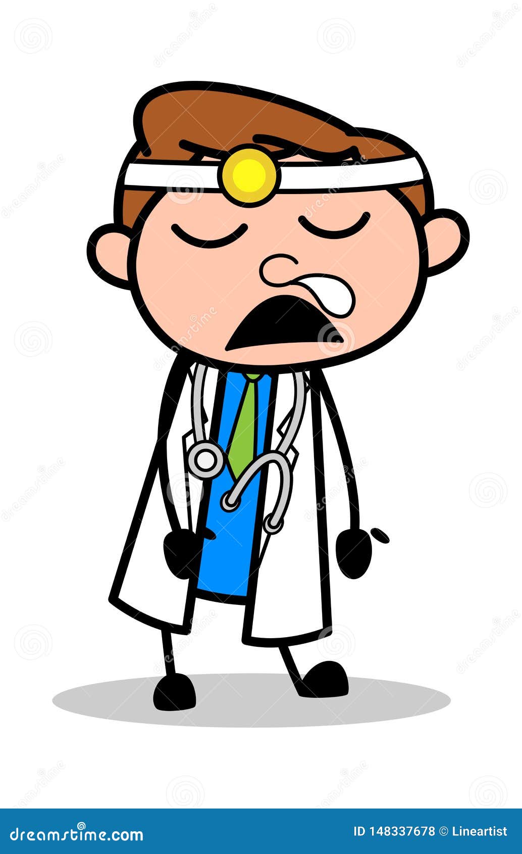 Funny Sleeping Style - Professional Cartoon Doctor Vector Illustration ...
