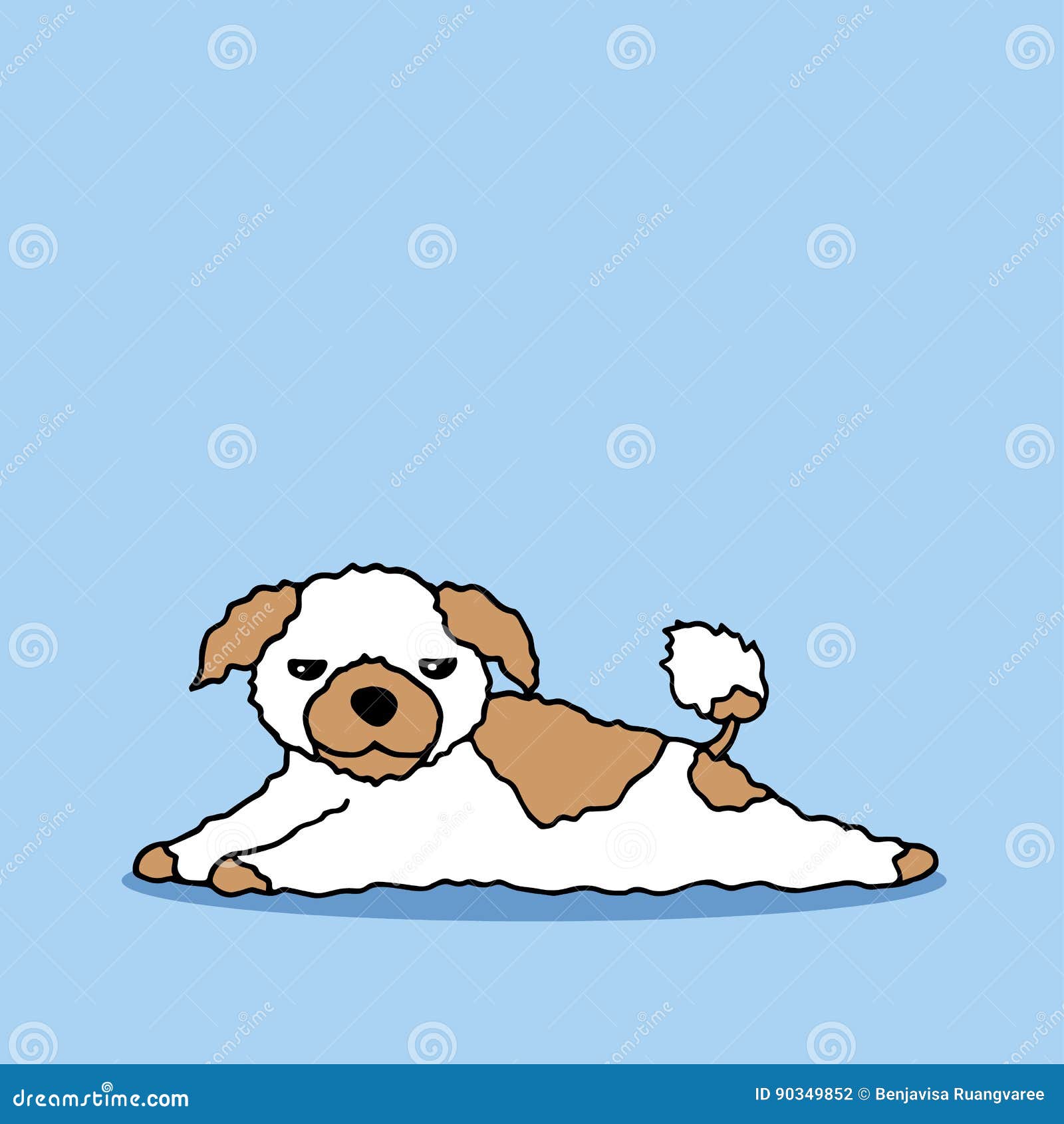 Funny Sleepy Dog Vector Hand Drawing Illustration Design Stock Vector ...