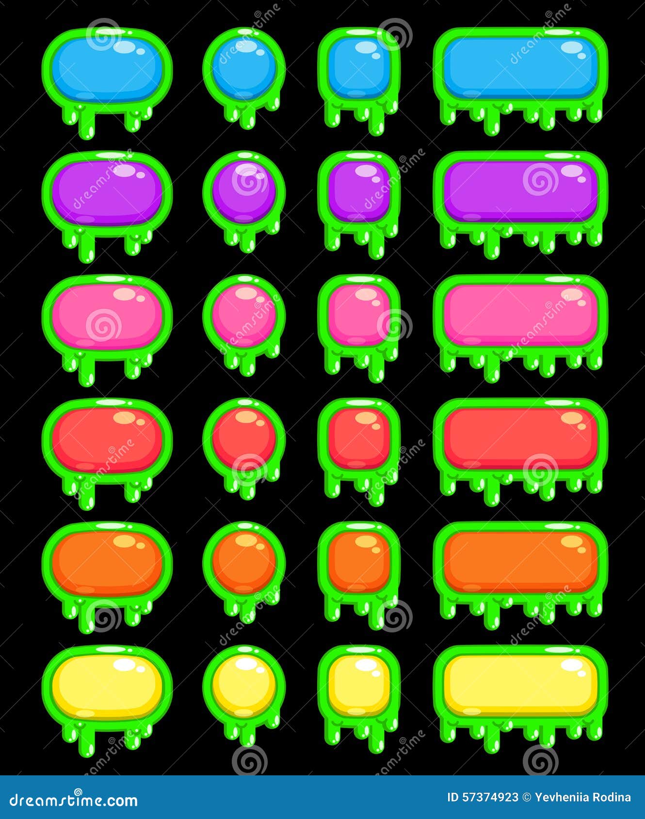 Funny Slimy Colorful Buttons Set Stock Illustration - Illustration of ...