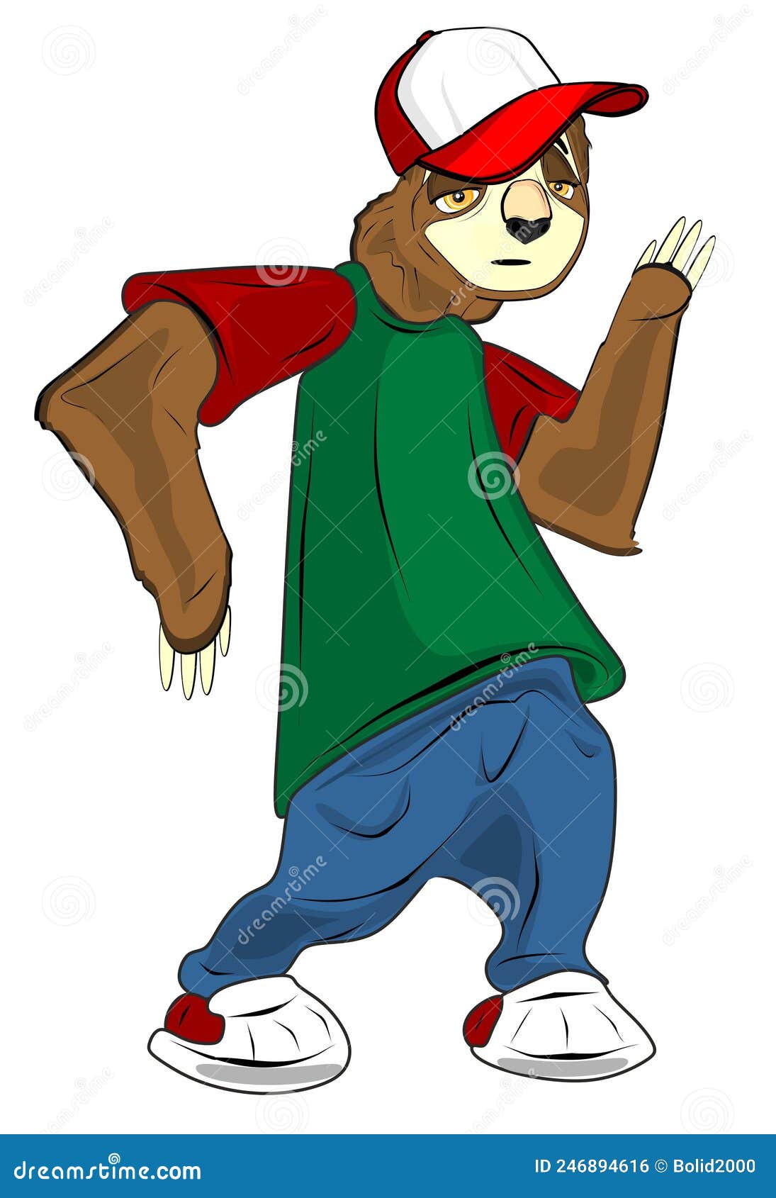 Funny sloth cartoon stock illustration. Illustration of slob - 246894616