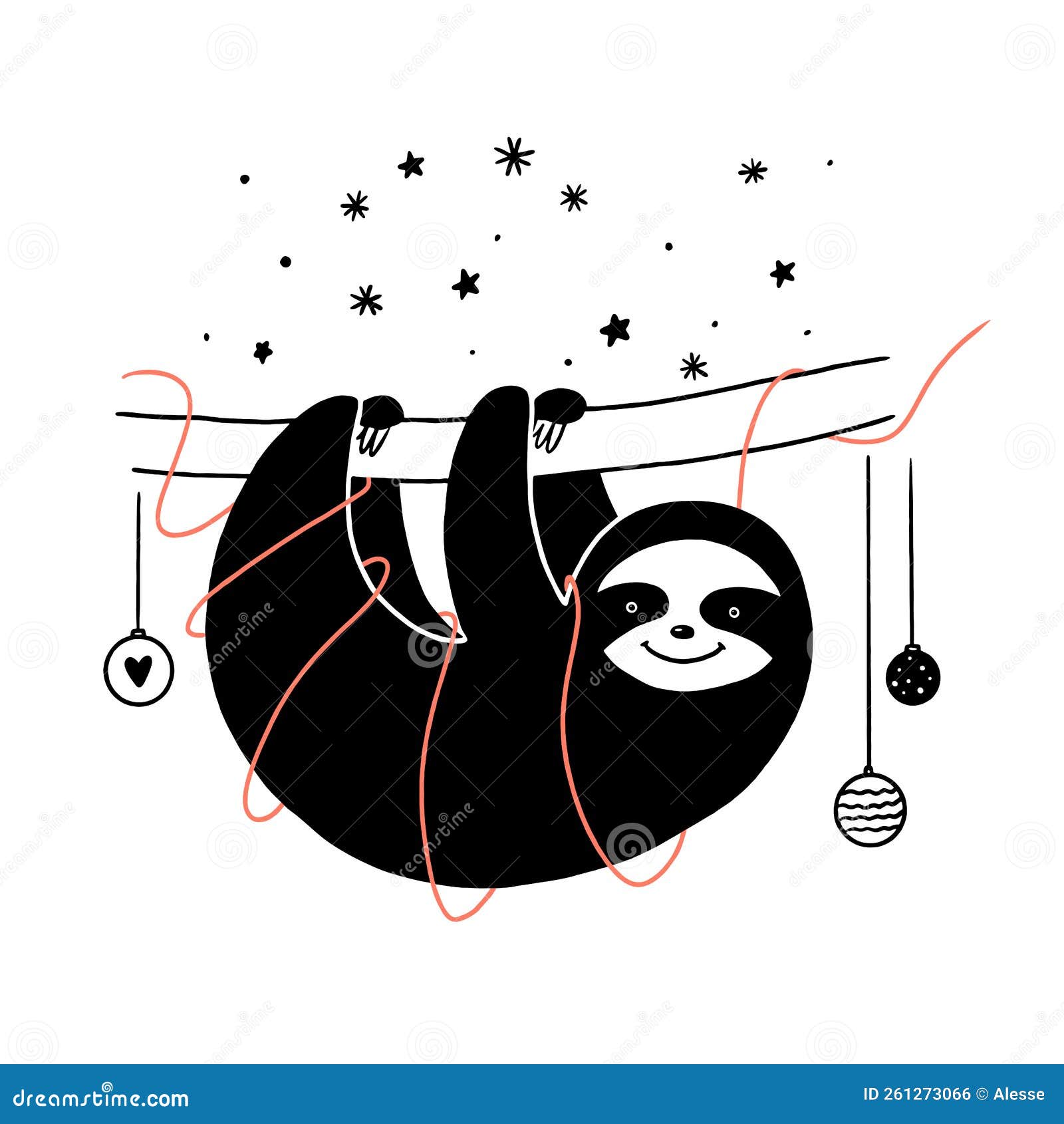 Funny Sloth Doodle Illustration. Stock Vector - Illustration of doodle ...