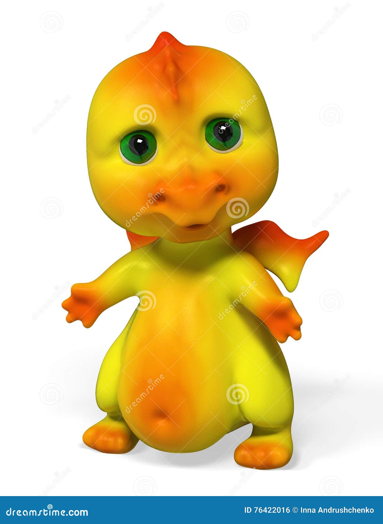 Funny Small Dragon Character 3d Rendering Stock Illustration ...