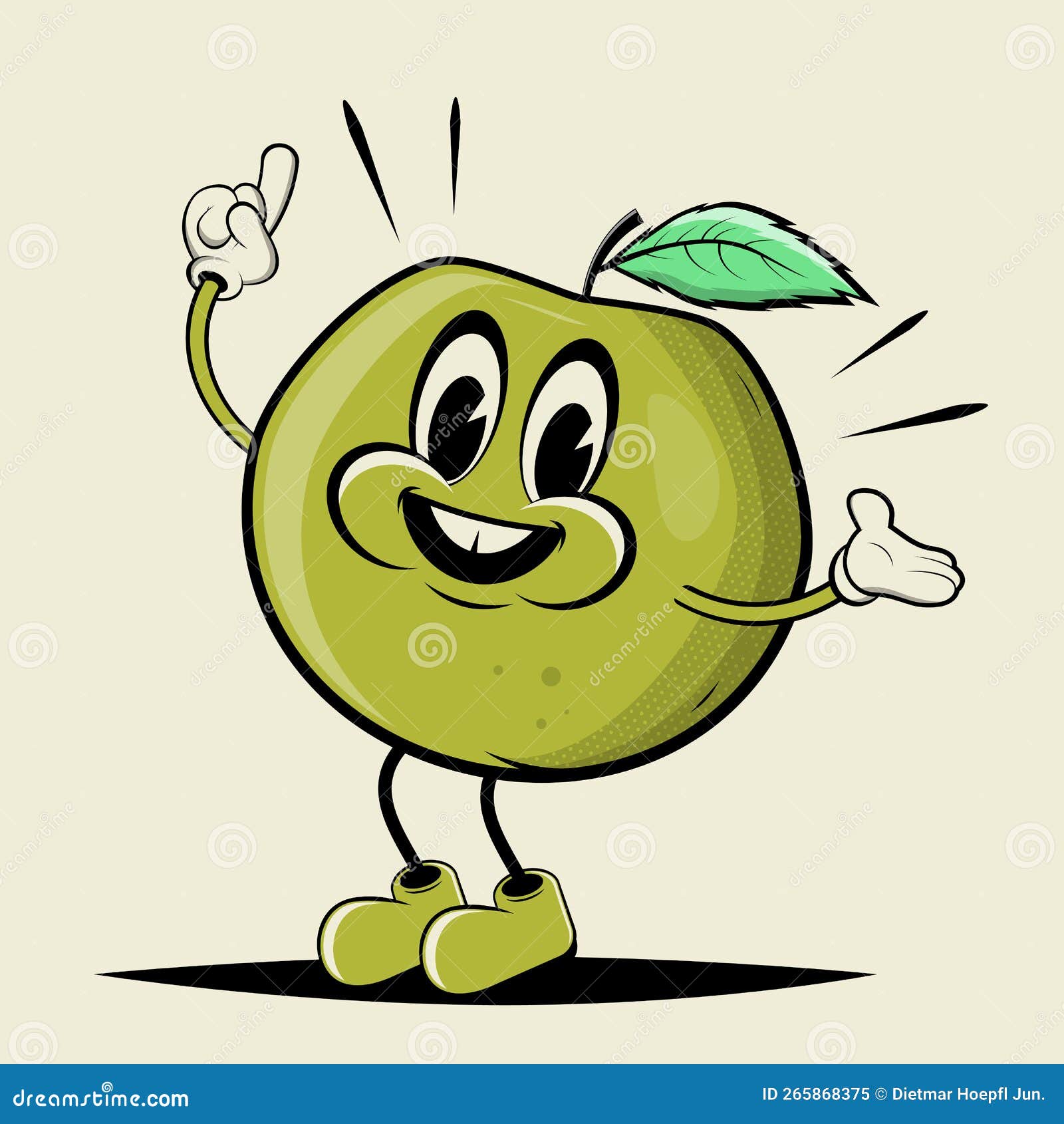 Funny Illustration of a Happy Apple with Pointing Finger Stock Vector ...