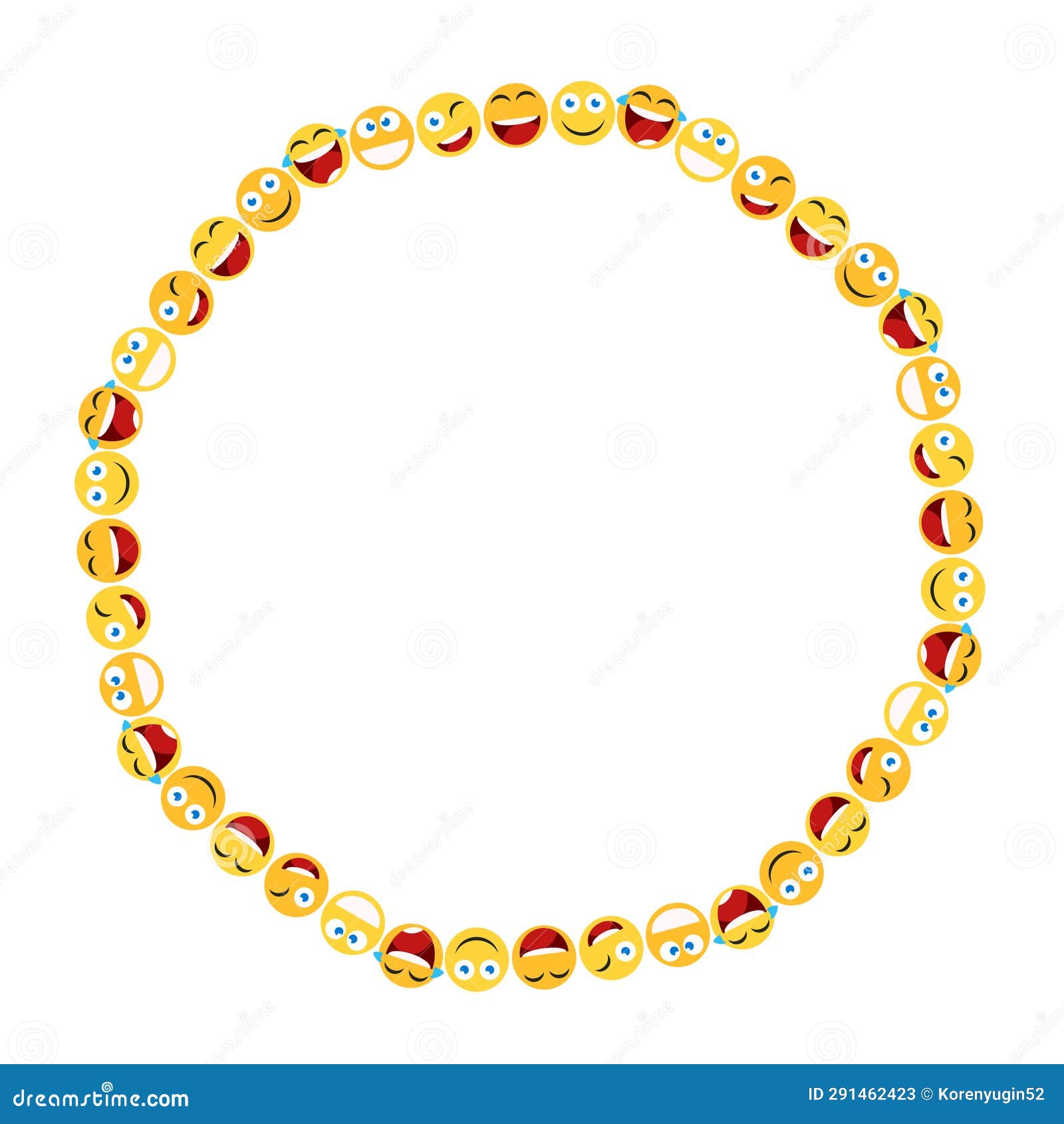 Funny Smile Face Art Drawn Round Frame Stock Illustration ...