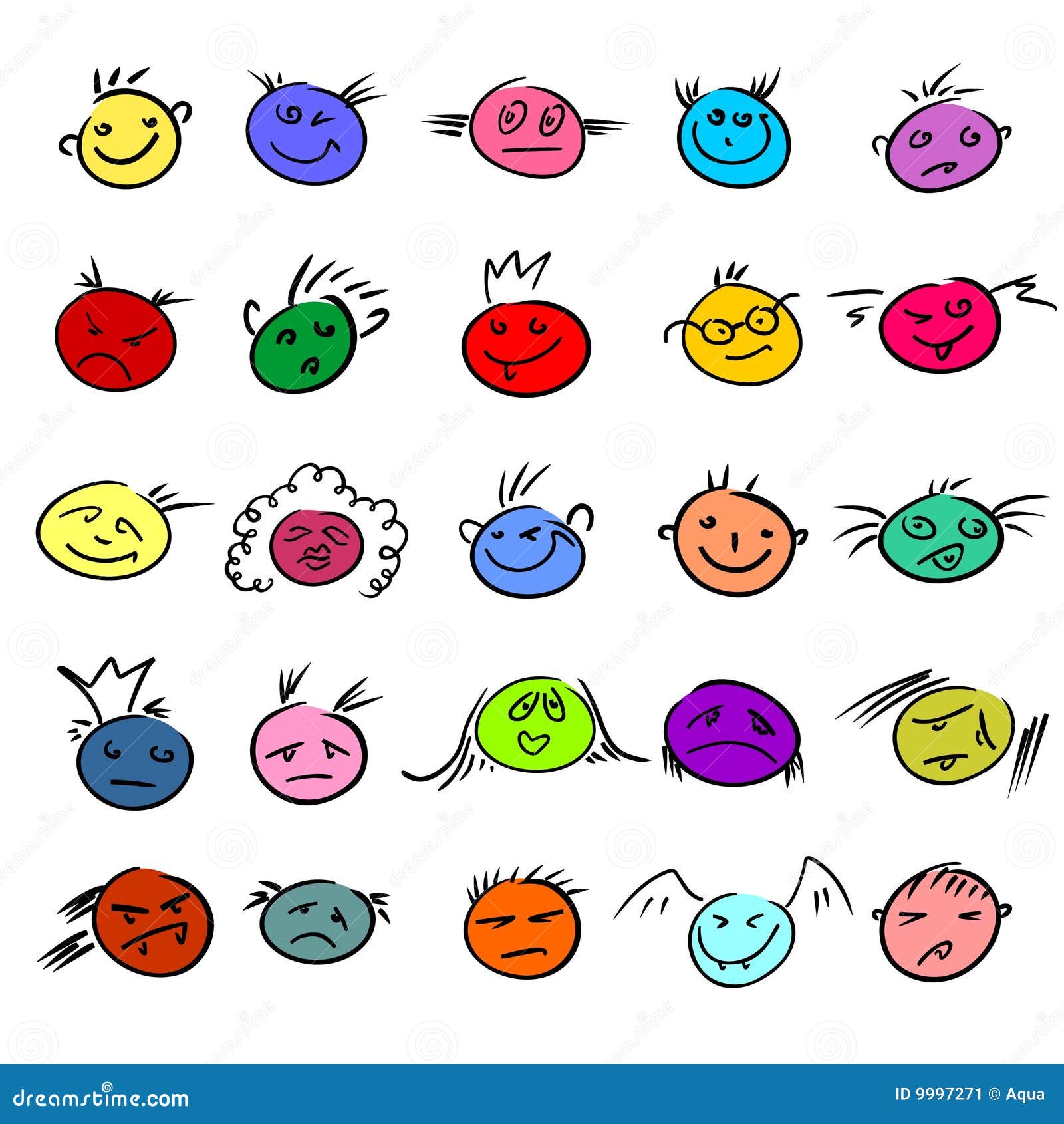 Funny Smiles, Emotions, Facial Expressions. Colored, Funny Smiles ...