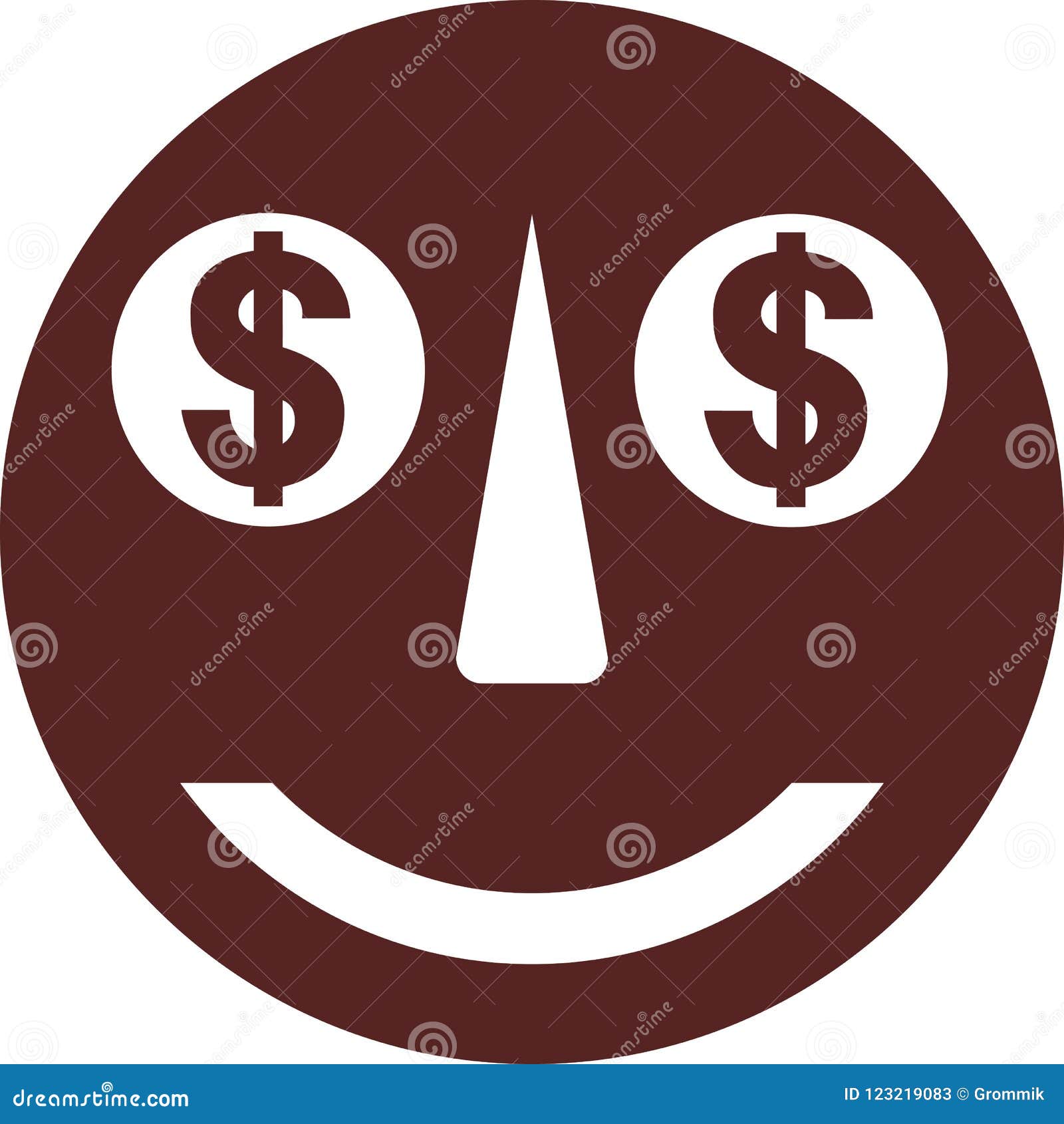 Funny Smiley Face with Dollar Sign Eyes Vector Image Stock Illustration ...