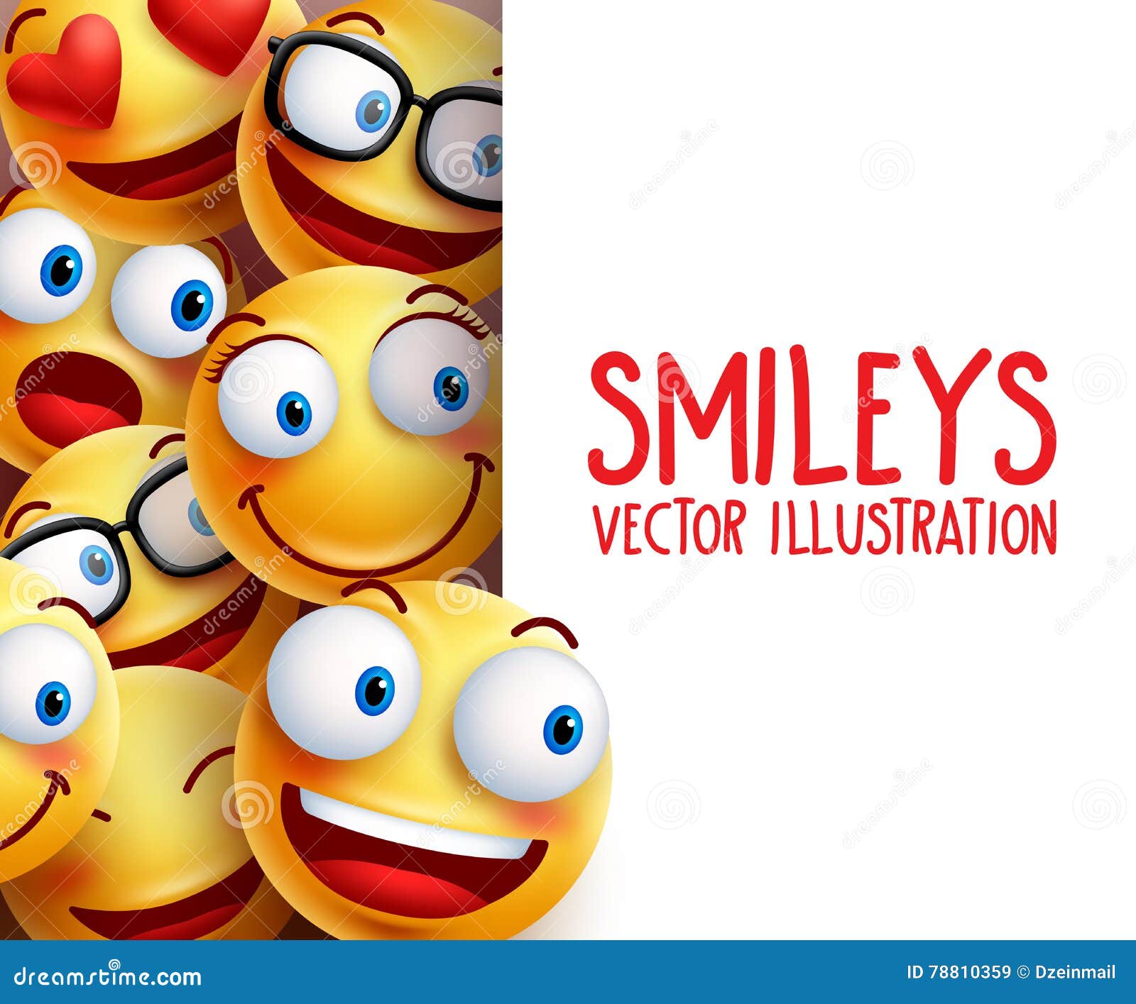 Funny Smiley Face Vector Characters Happy Smiling in the Background ...