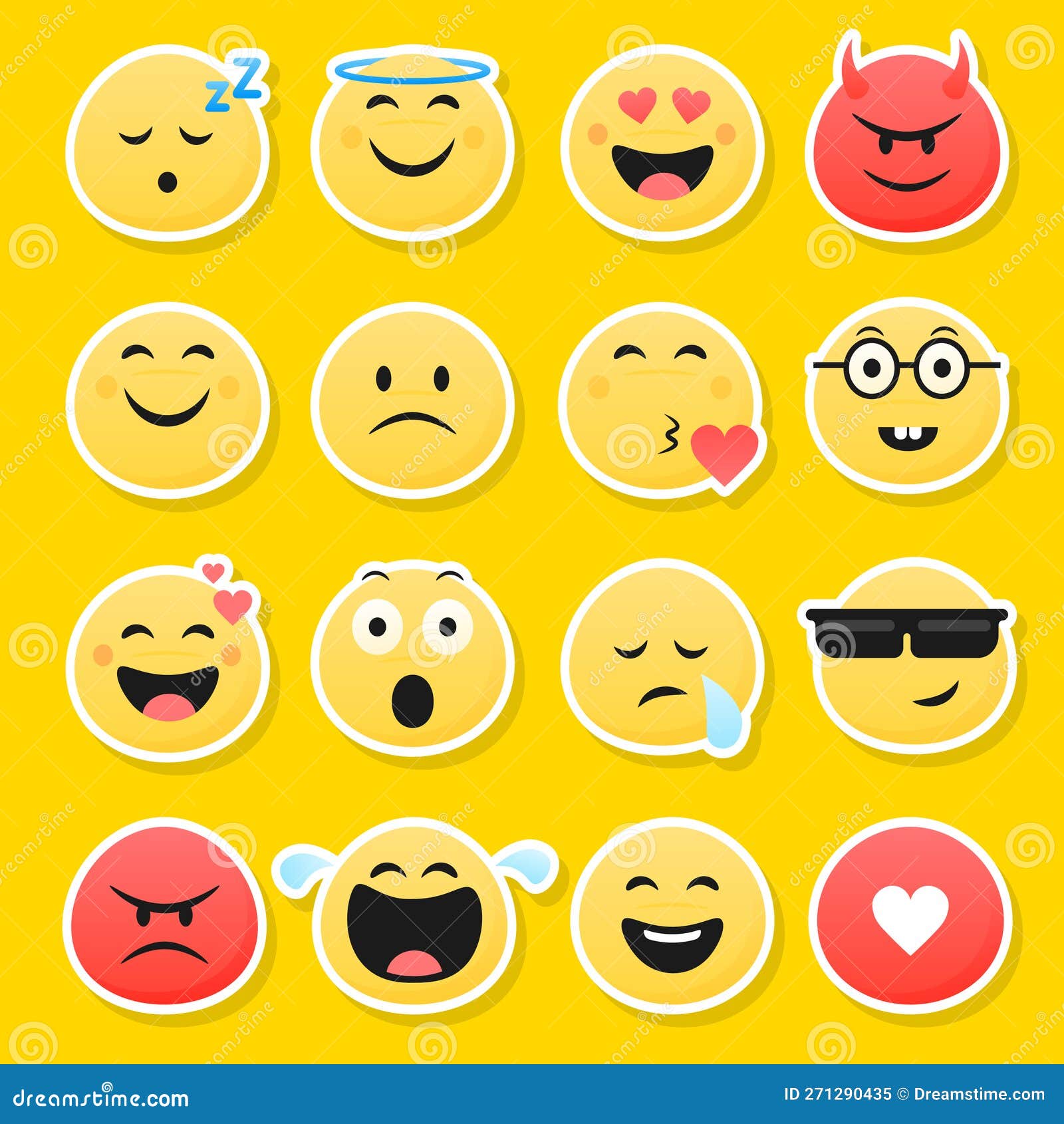 Funny Smiley Faces with Different Expressions Stock Vector ...