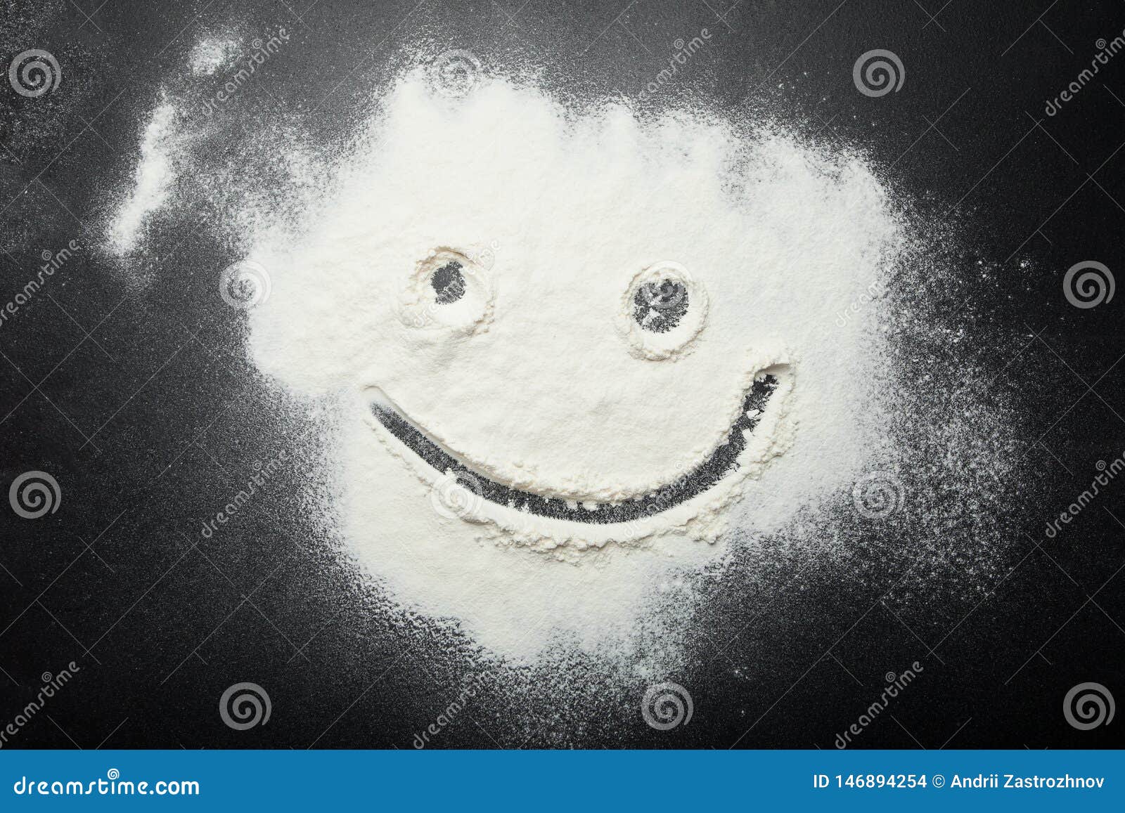 Funny Smiley Painted with a Finger on the Flour Stock Photo - Image of ...