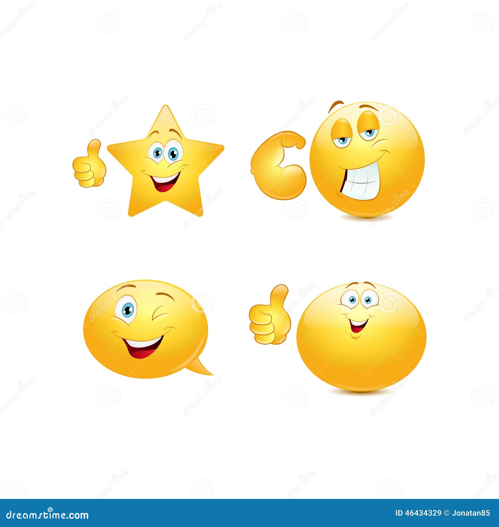 Funny Smiley Face Vector Characters Happy Smiling In The Background ...