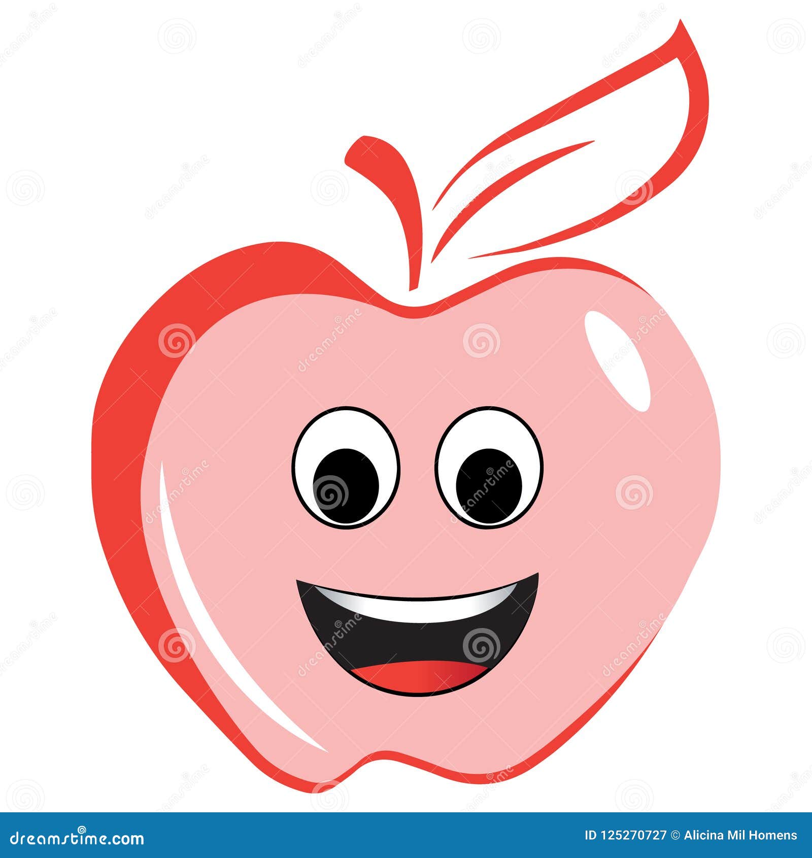 Funny and Smiling Apple Face Stock Illustration - Illustration of happy ...