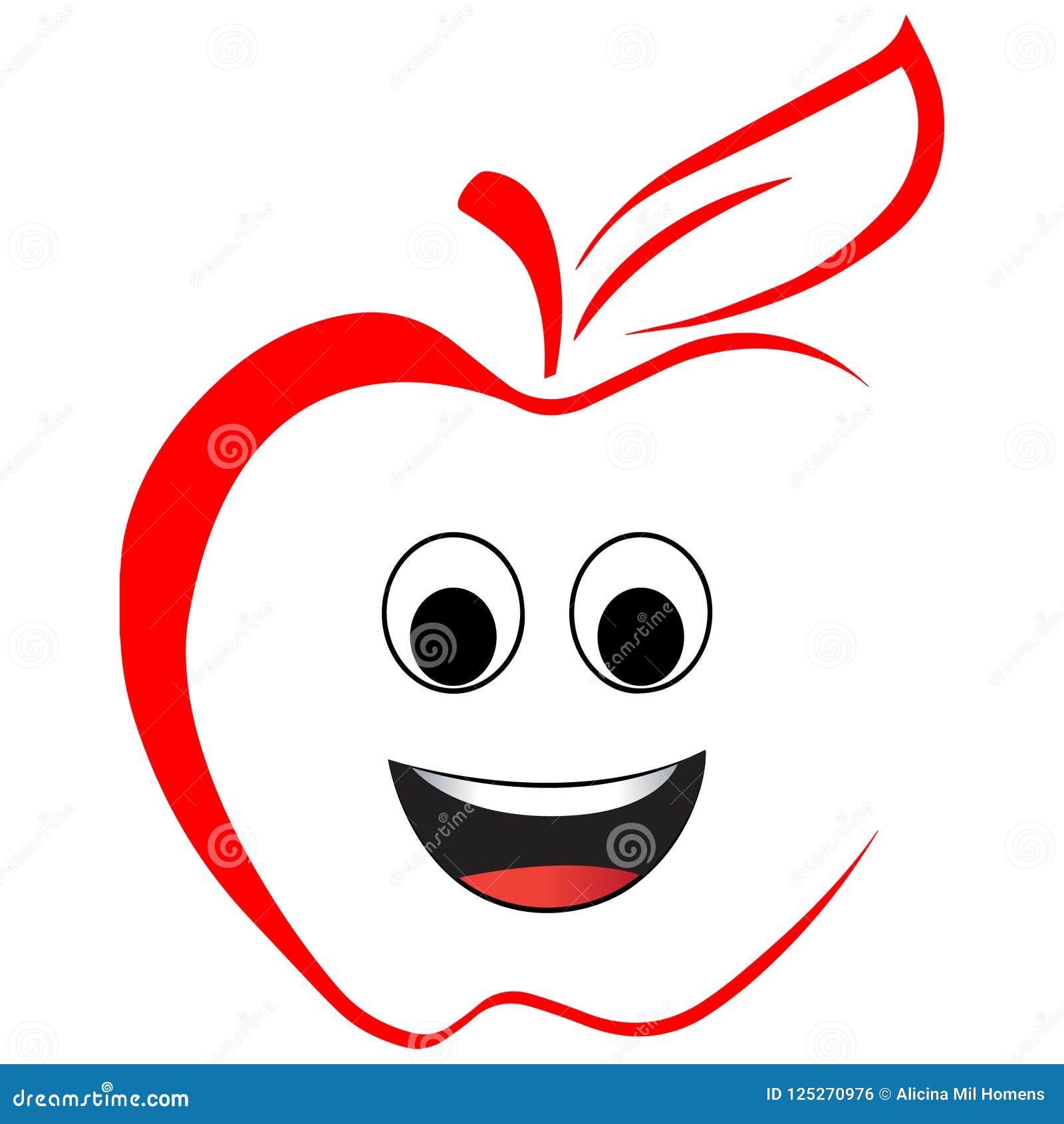 Funny and Smiling Apple Face Stock Illustration - Illustration of feed ...