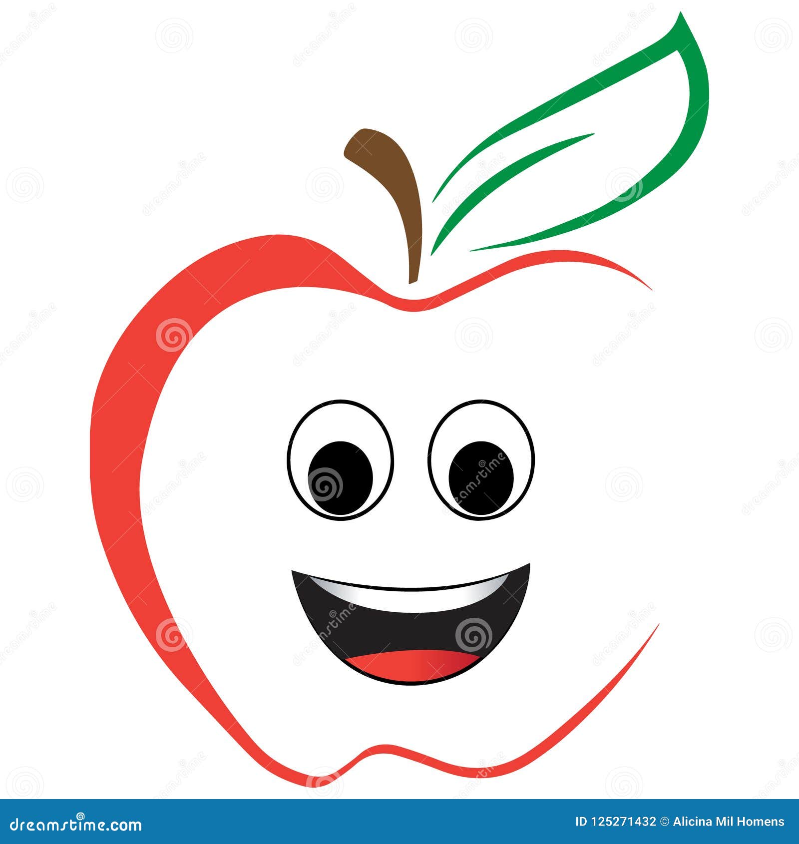 Funny and Smiling Apple Face Stock Illustration - Illustration of ...