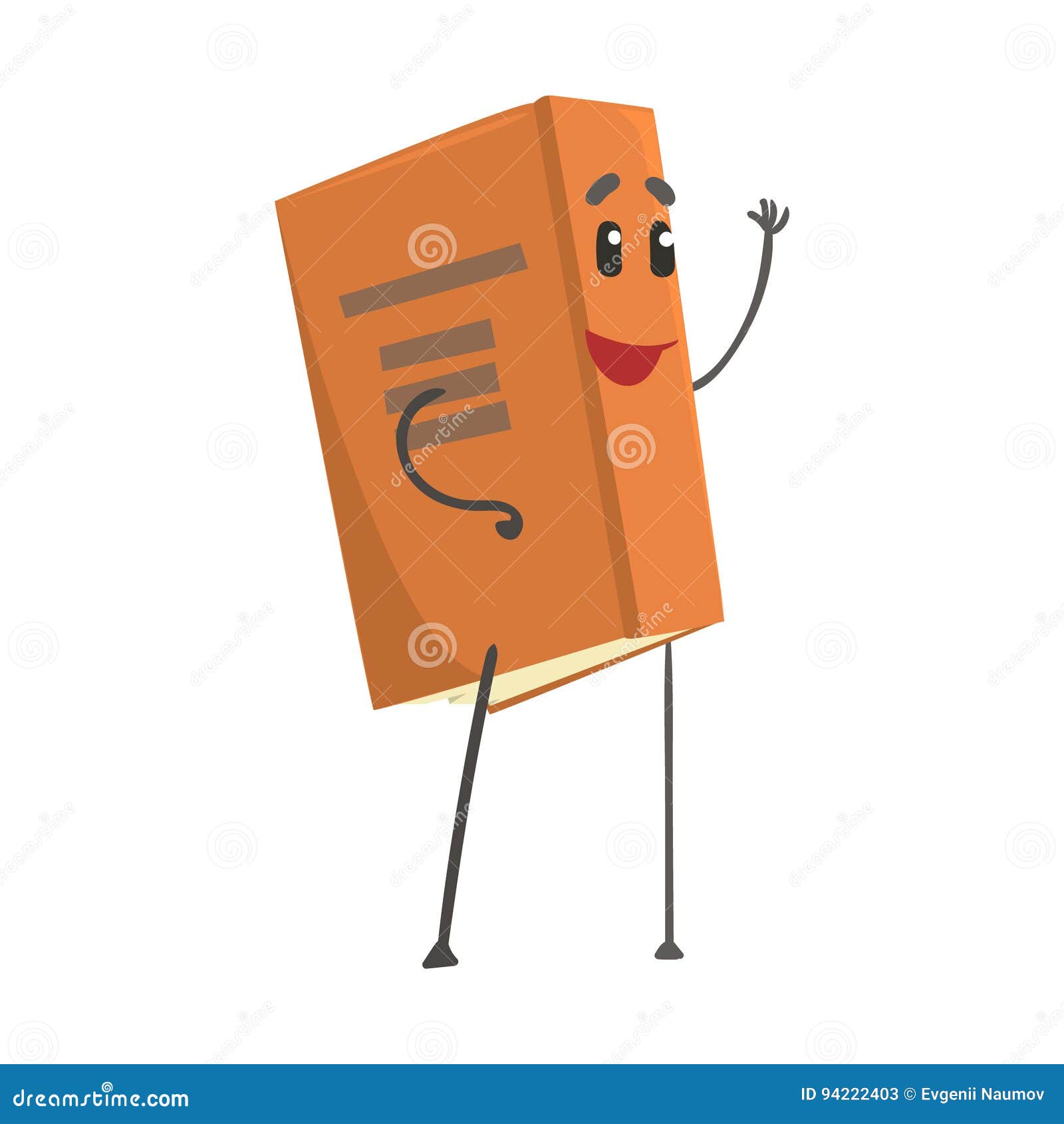 Funny Smiling Book Humanized Cartoon Character Vector Illustration ...