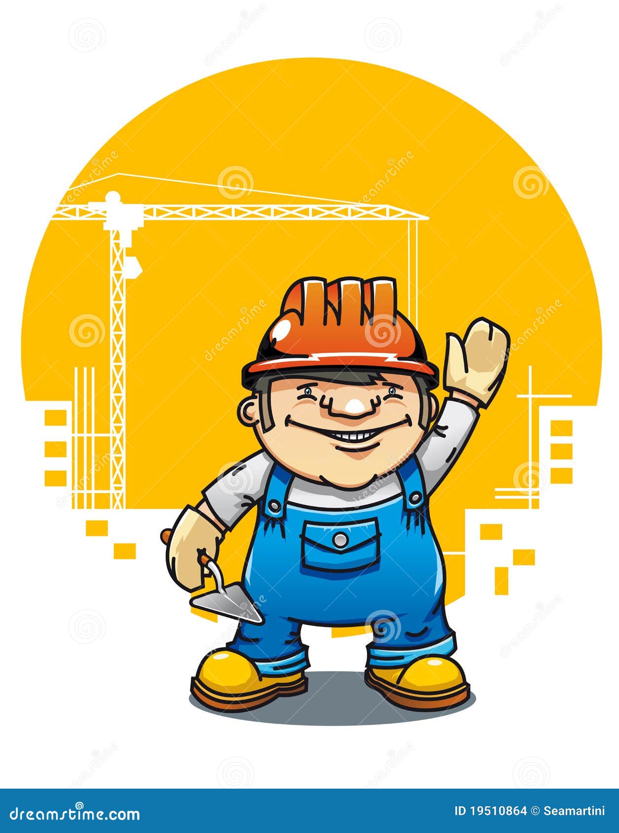 Funny smiling builder stock vector. Illustration of person - 19510864