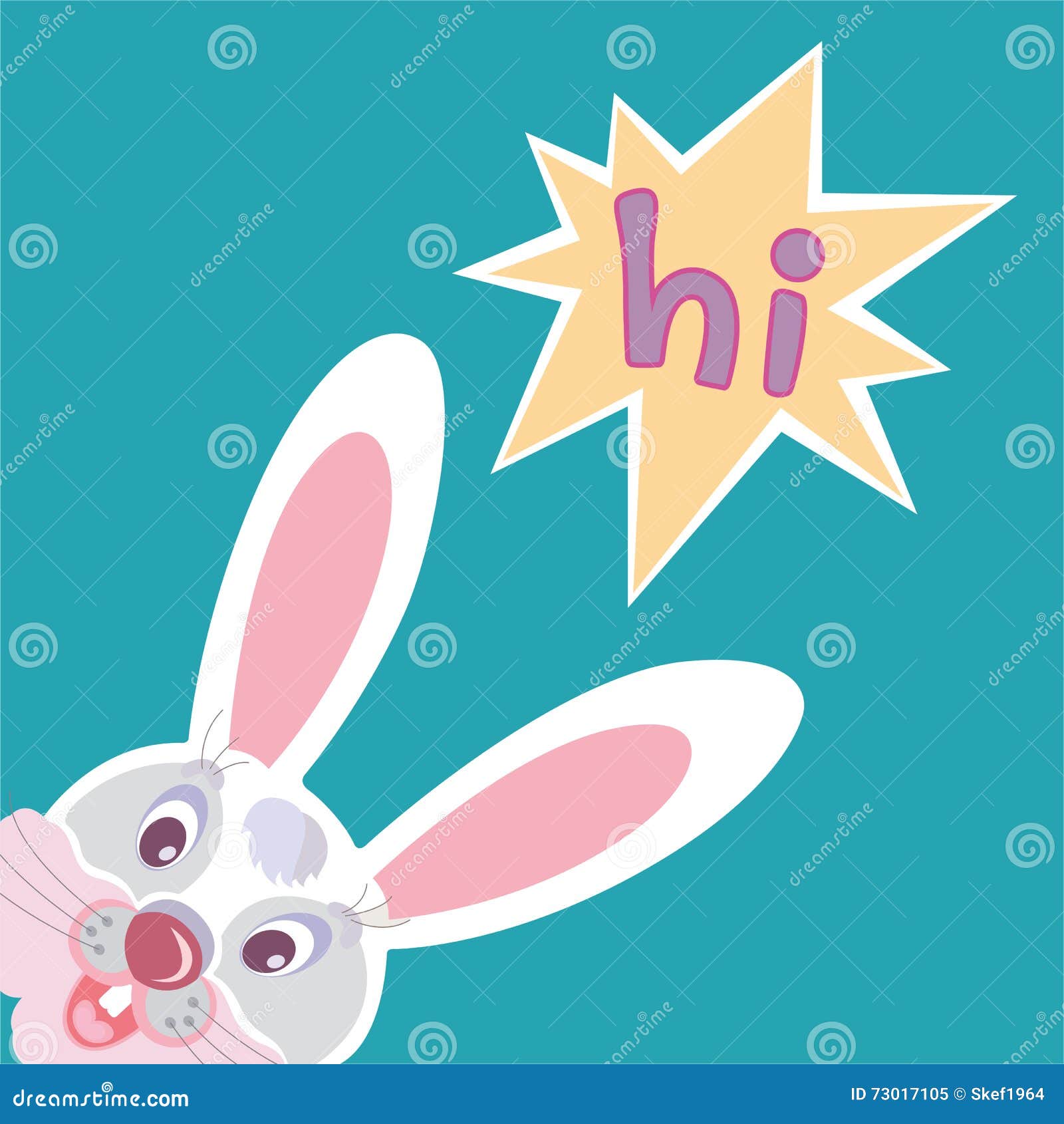 Funny Smiling Bunny Greeting Card Vector Image Stock Vector ...