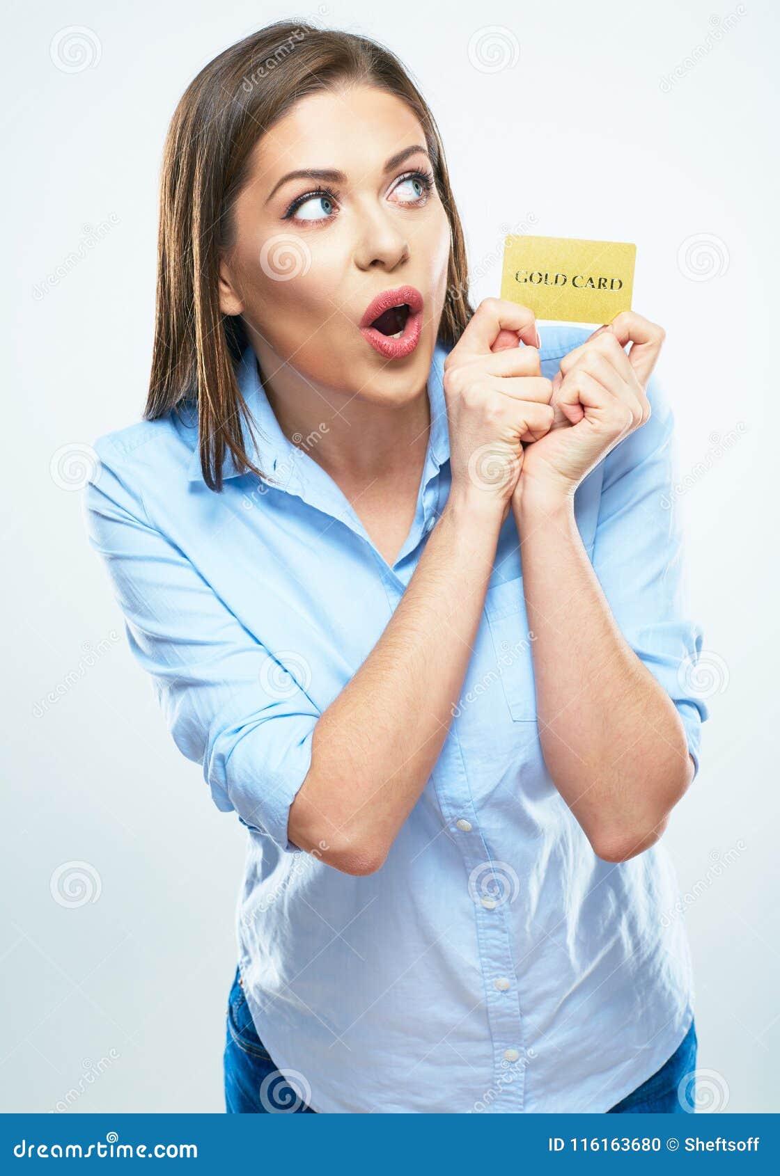 Funny Smiling Business Woman Hold Credit Card. Stock Photo - Image of ... Funny Smiling Business Woman Hold Credit Card. Stock Photo - Image of ...
