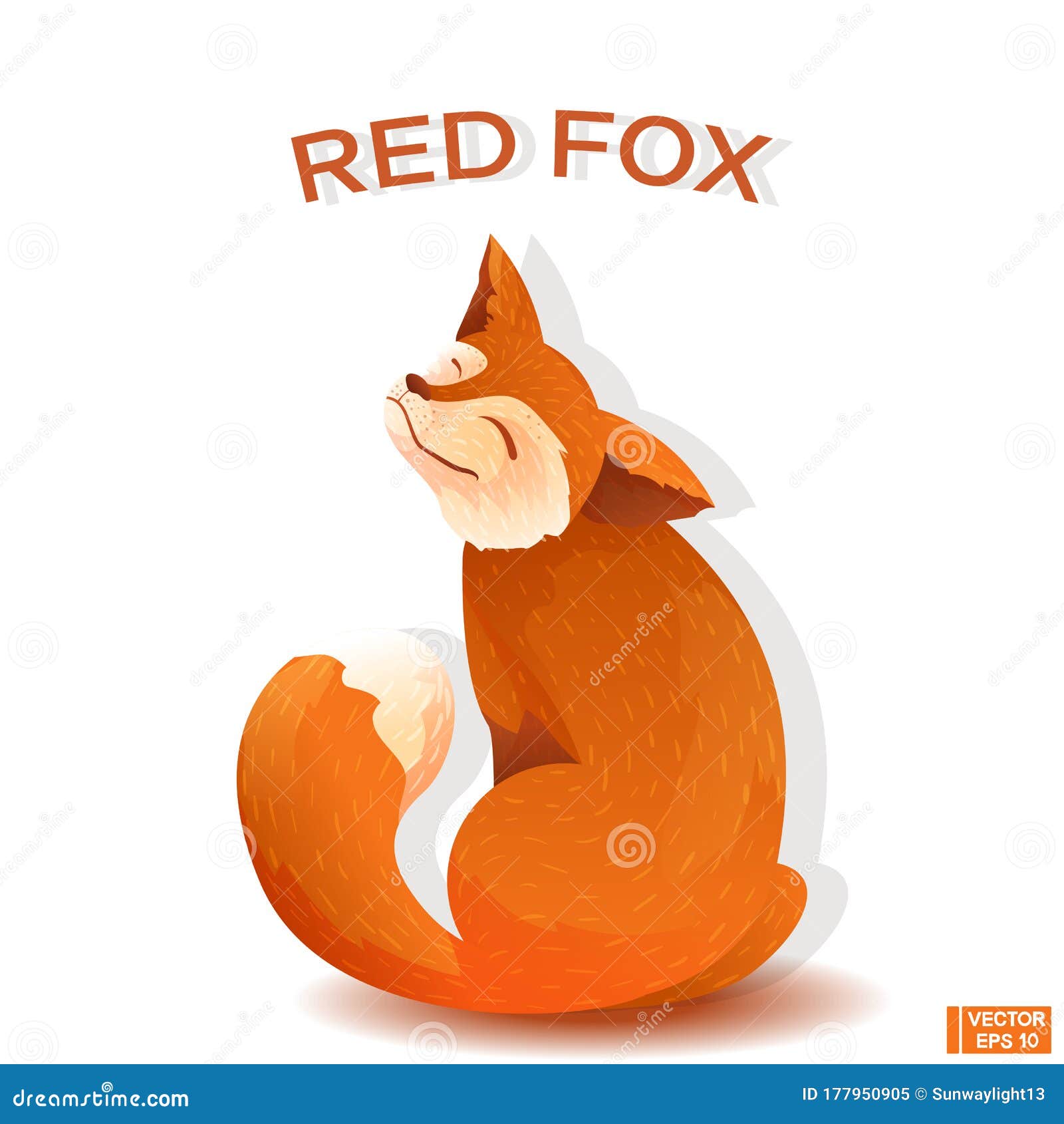 Funny smiling cartoon fox stock vector. Illustration of element - 177950905