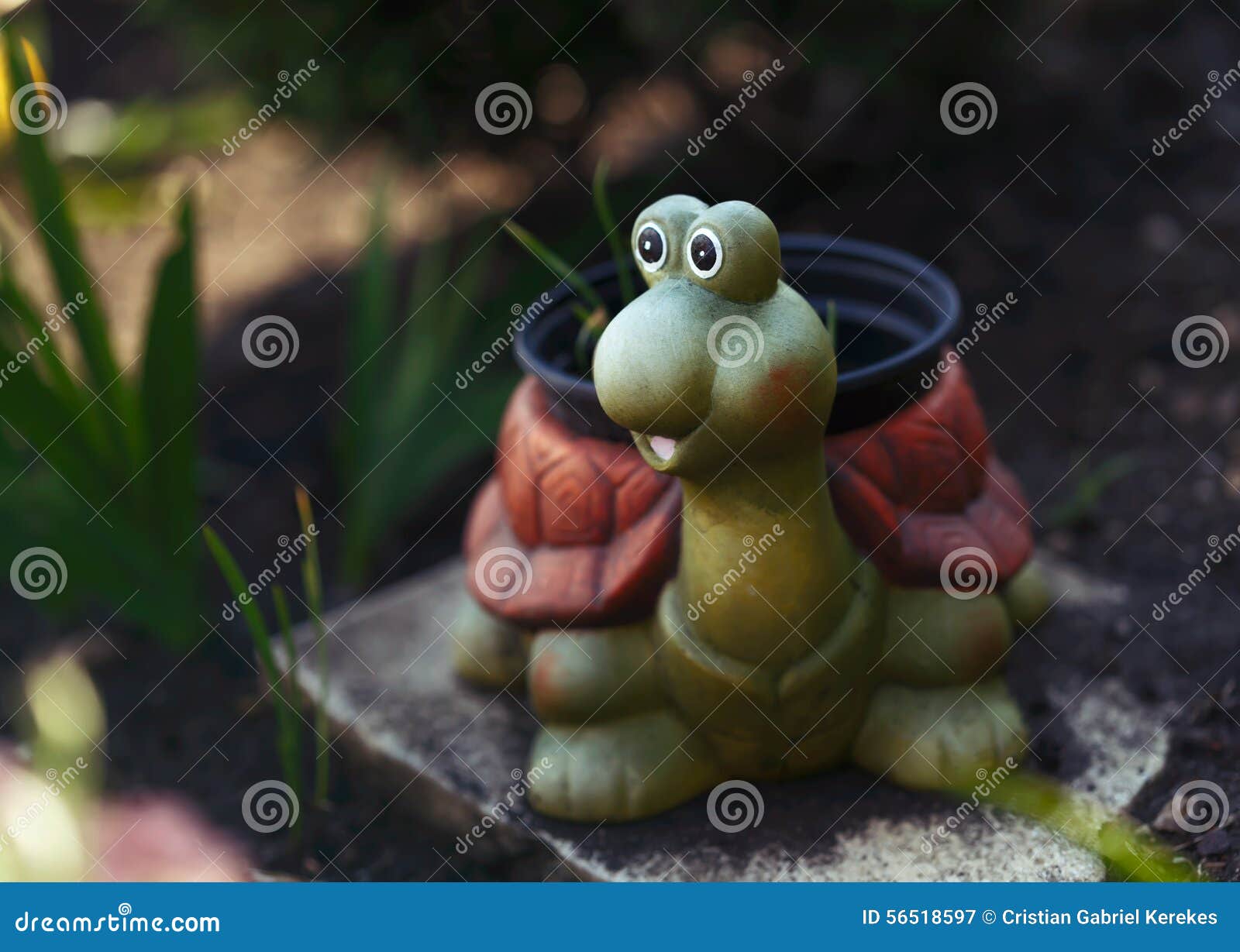 Funny Smiling Ceramic Turtle in the Garden Stock Image - Image of ...