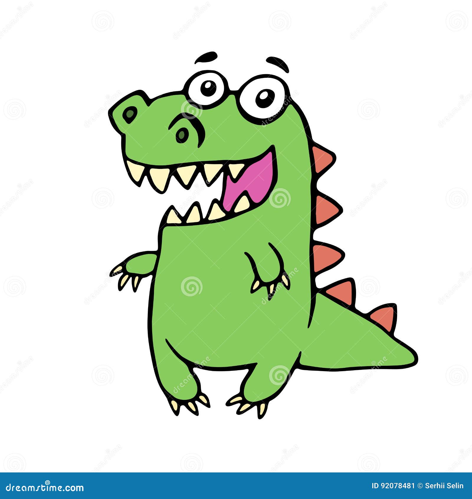 Funny Smiling Dinosaur. Vector Illustration Stock Vector - Illustration ...