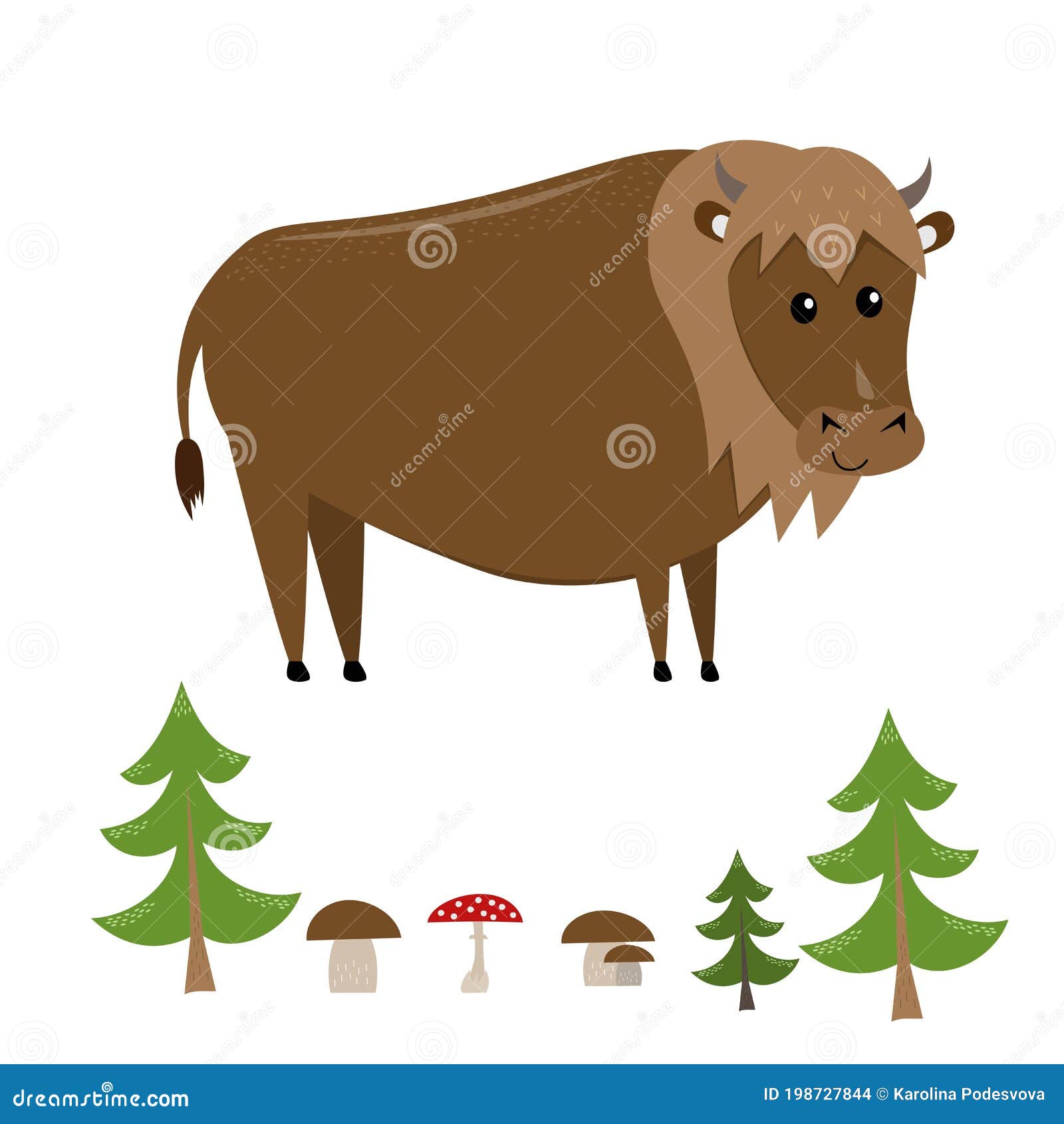 Funny Smiling European Bison Isolated Stock Vector - Illustration of ...
